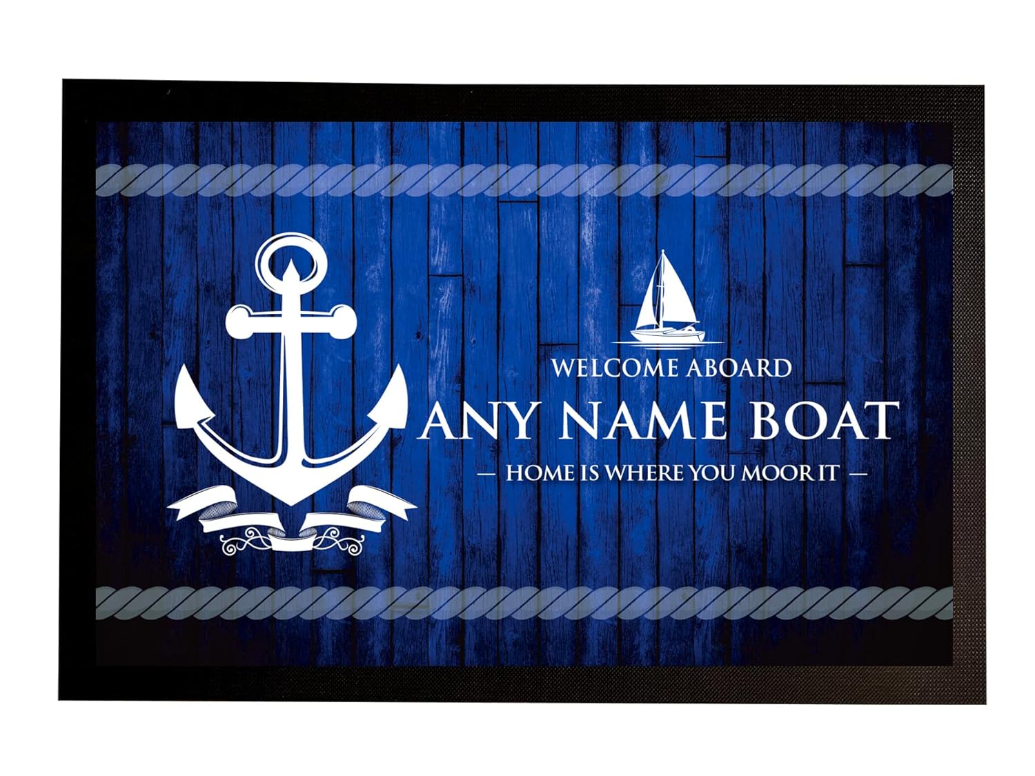 Personalised Boat Mat - Sailing boat, narrowboat, Anchor 60x40cm door ...