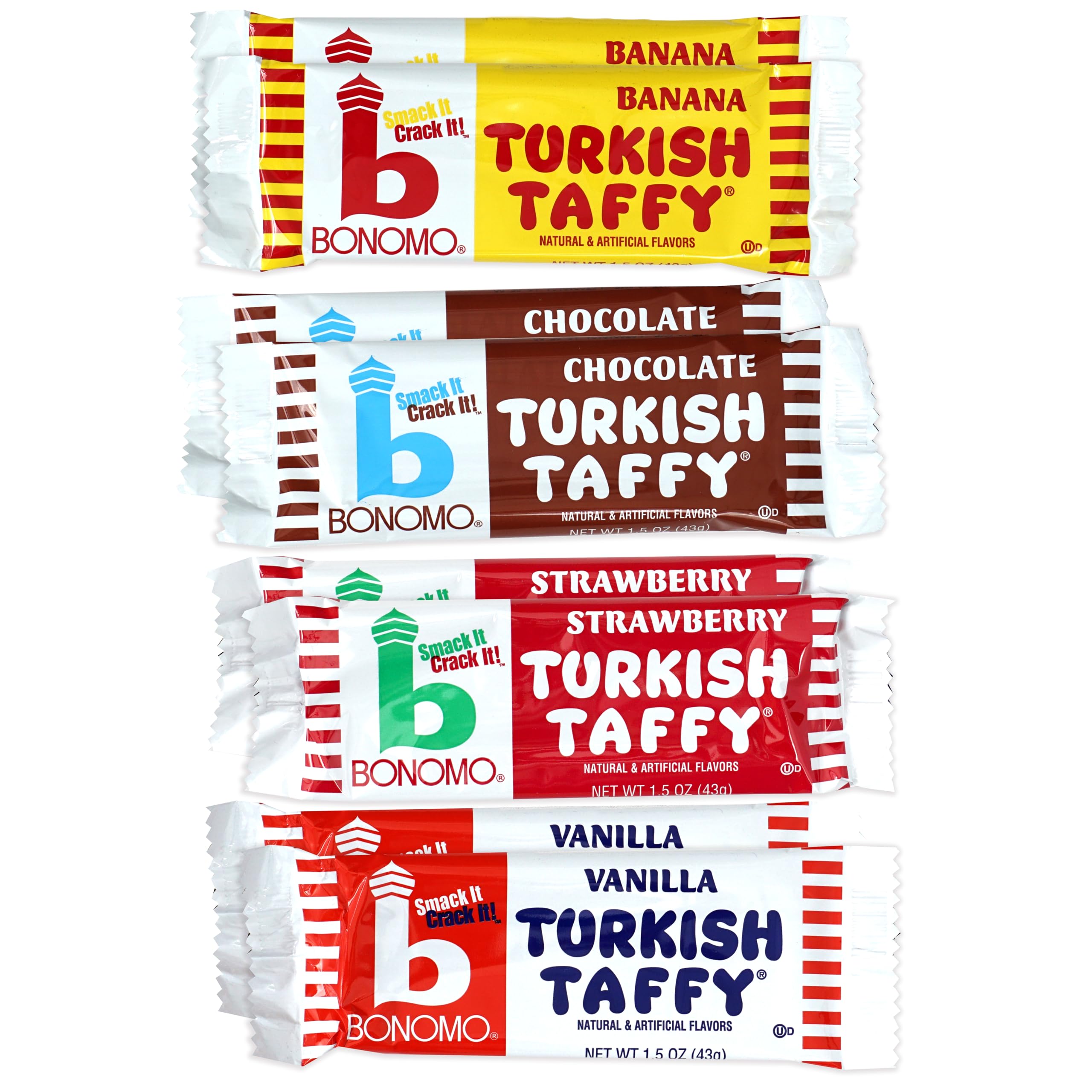 Amazon.com : Bonomo Turkish Taffy Variety Bundle, 8 Pack (4 Flavors ...