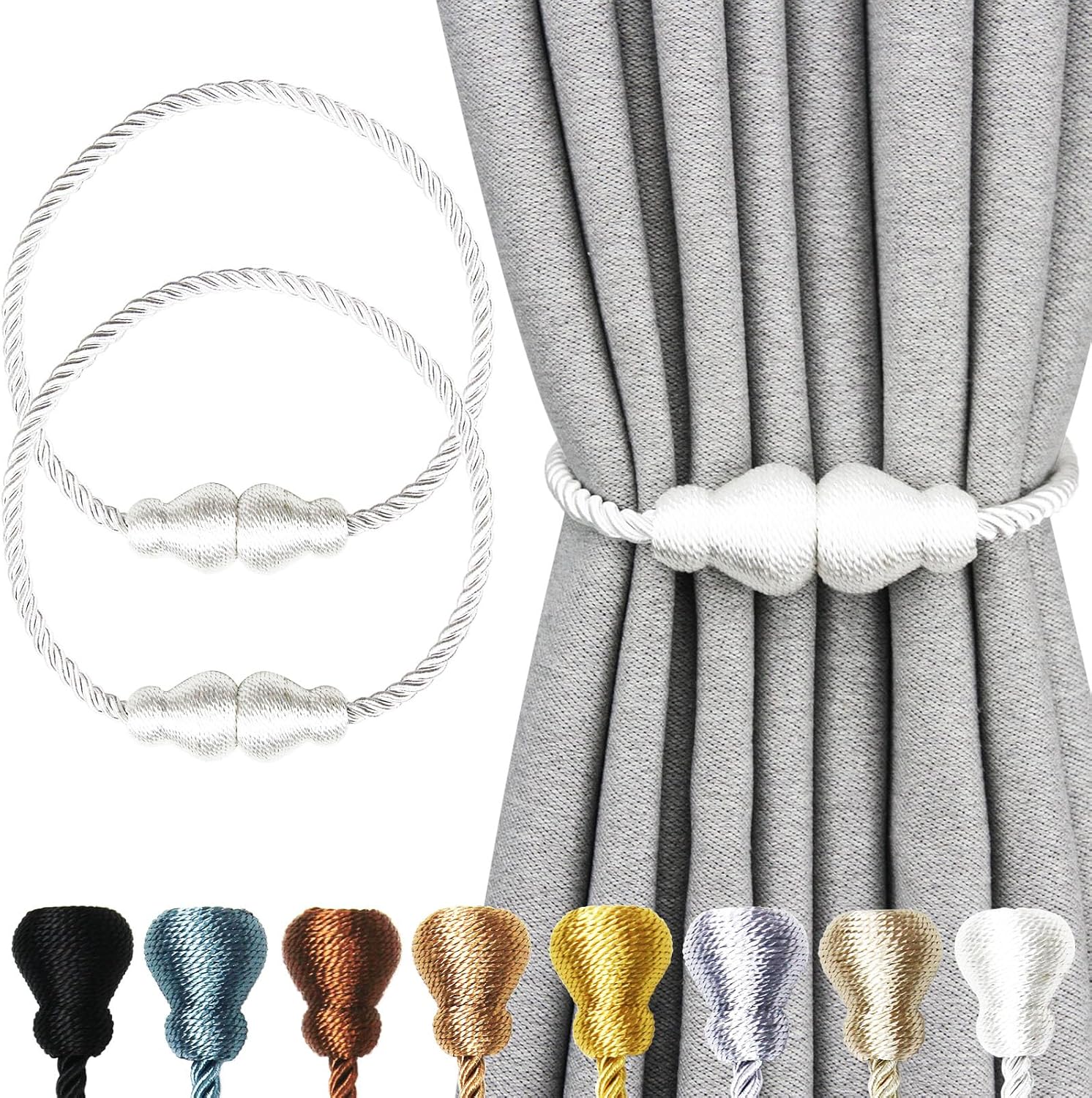 Amazon.com: Nieffeiy Magnetic Curtain Tiebacks 2Pack Outdoor Curtain ...