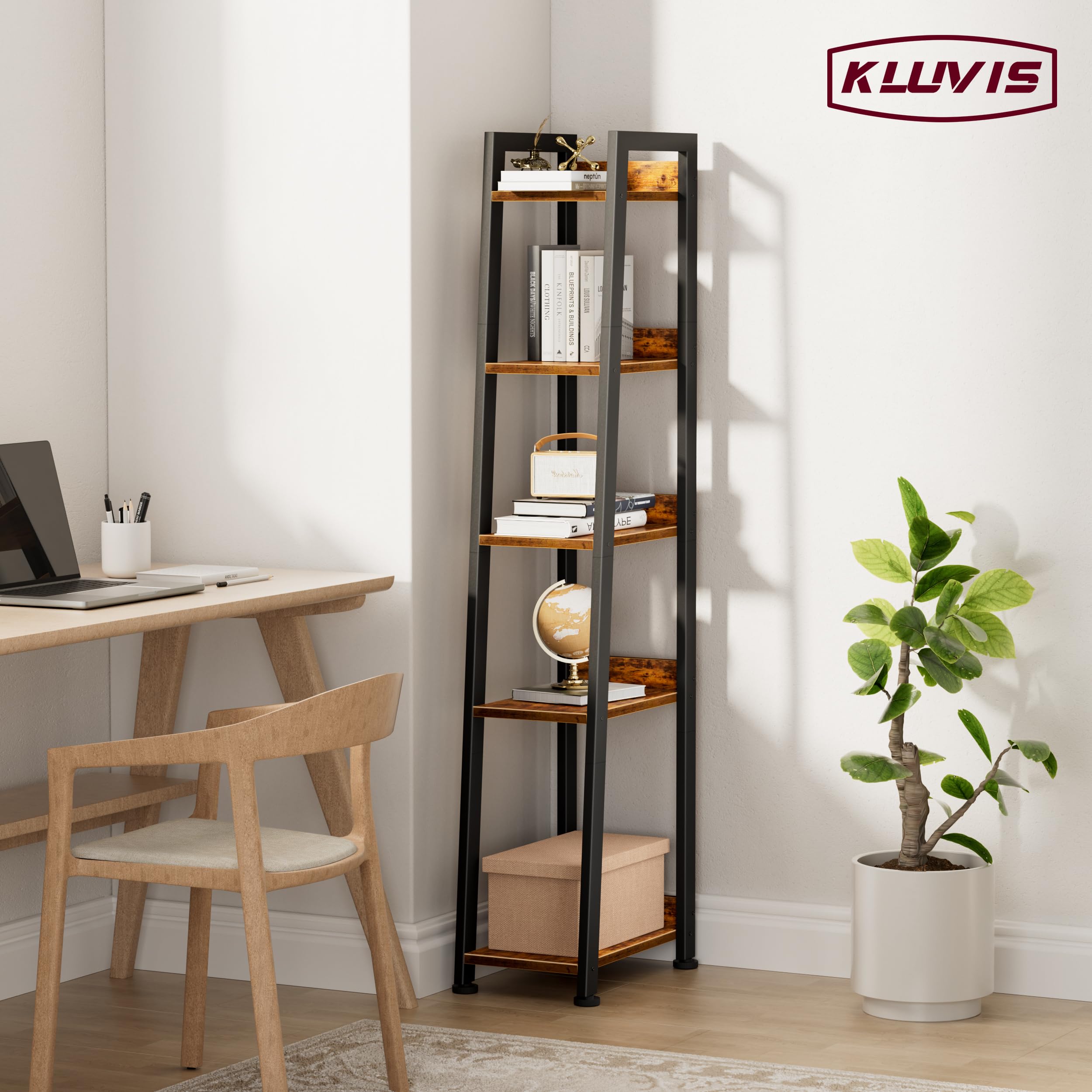 Snapklik.com : KLUVIS Narrow Ladder Shelf For Small Spaces - 5 Tier ...