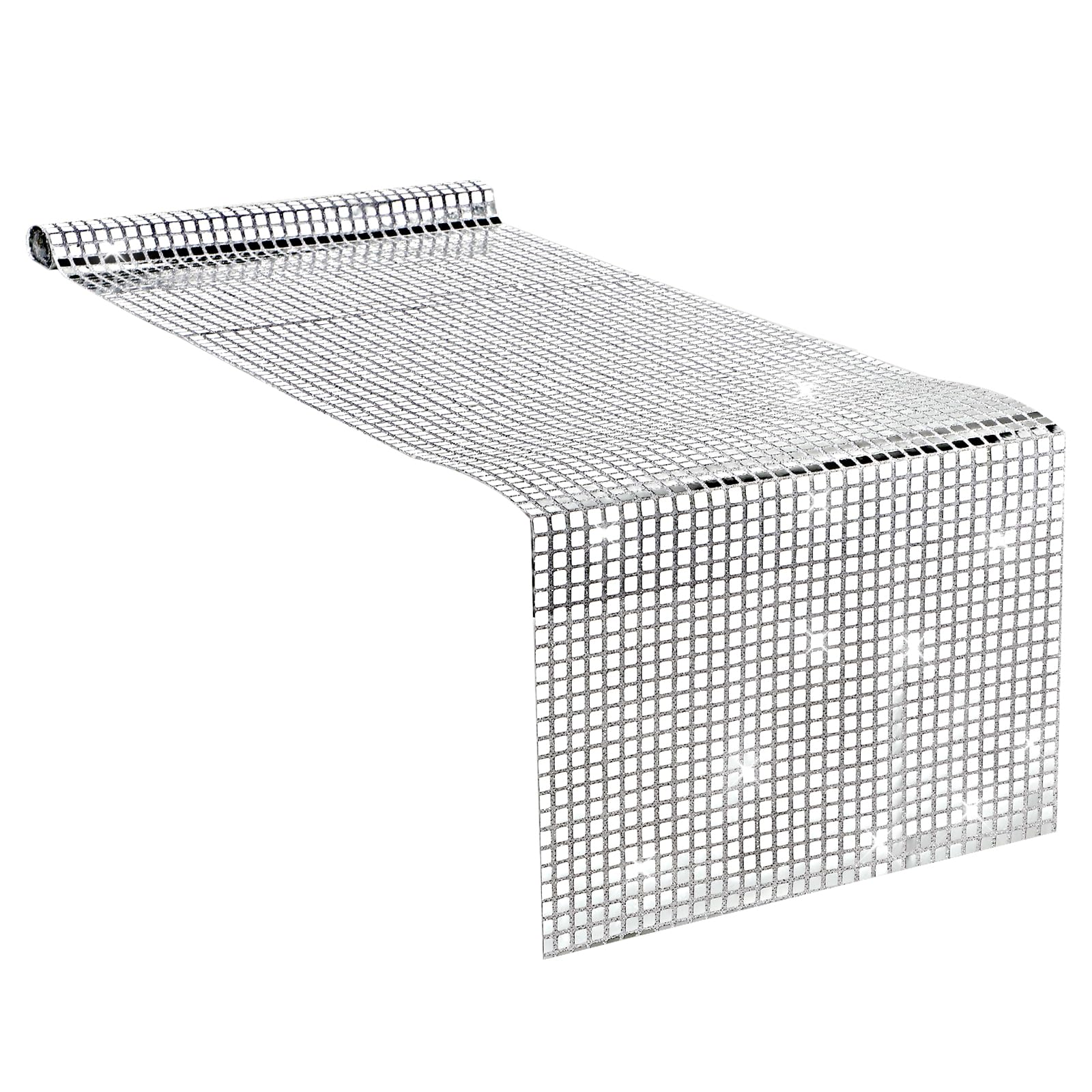 Disco Party Table Runner，11.8 × 70.8 Inches Glitter Sequin Silver Table ...
