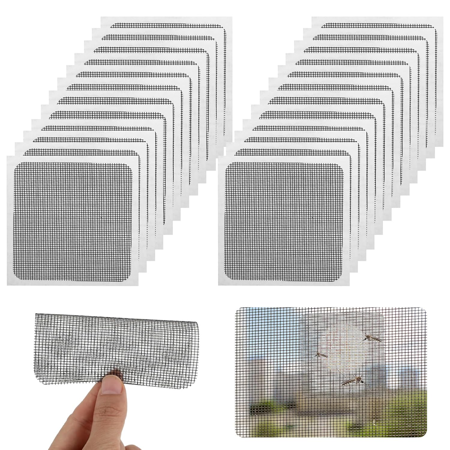 Amazon.com: Sibba 24Pcs Window Screen Repair Kit, 4 x 4 Inch Screen ...