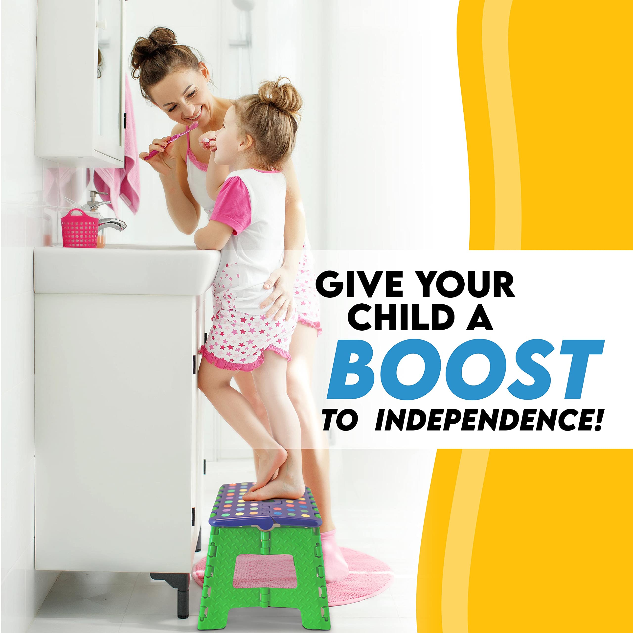 Crayola 9” inch Folding Step Stool (1 Pack), Step Stool for Kids ...