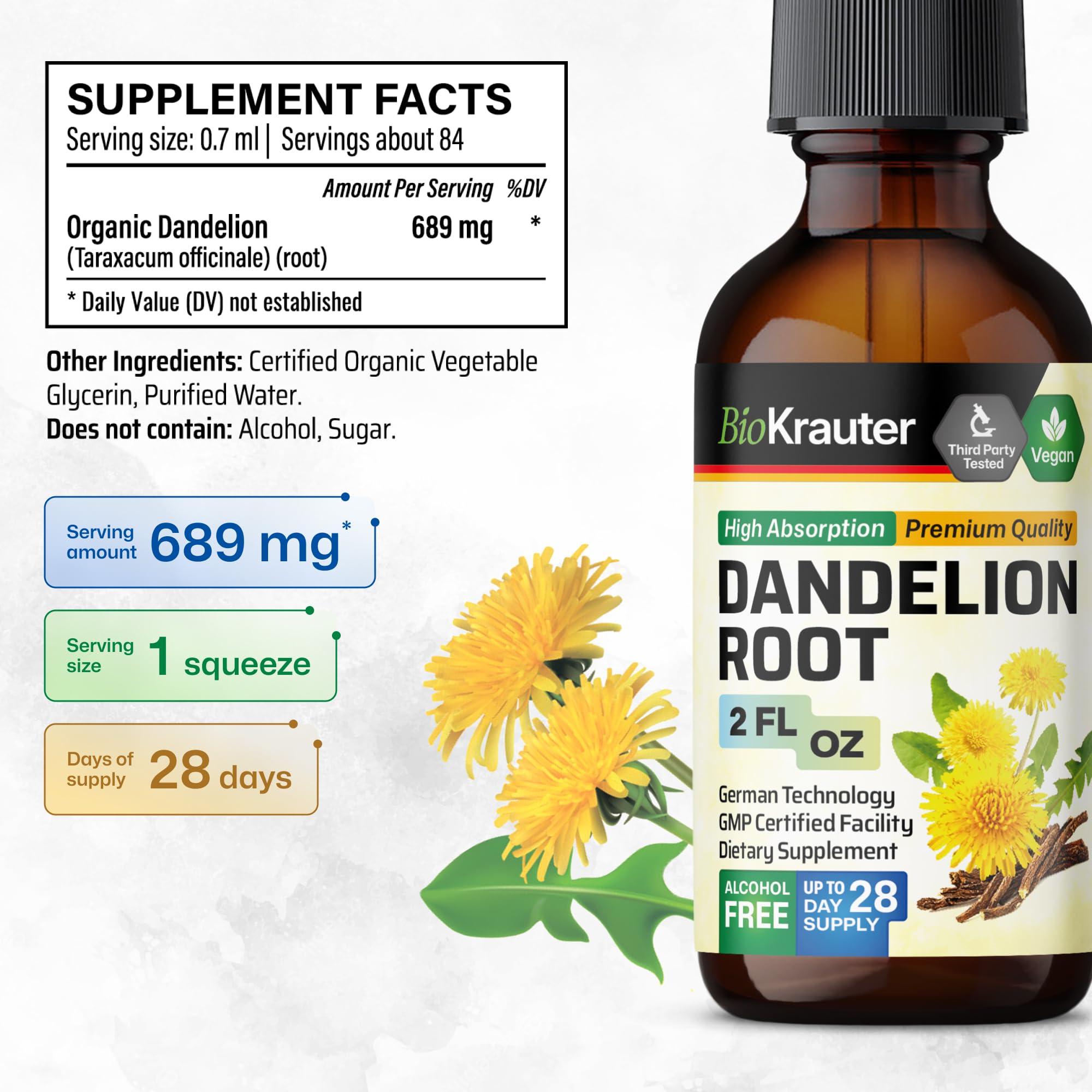 Snapklik.com : BIO KRAUTER Dandelion Root Extract - Liquid Pure Vegan ...
