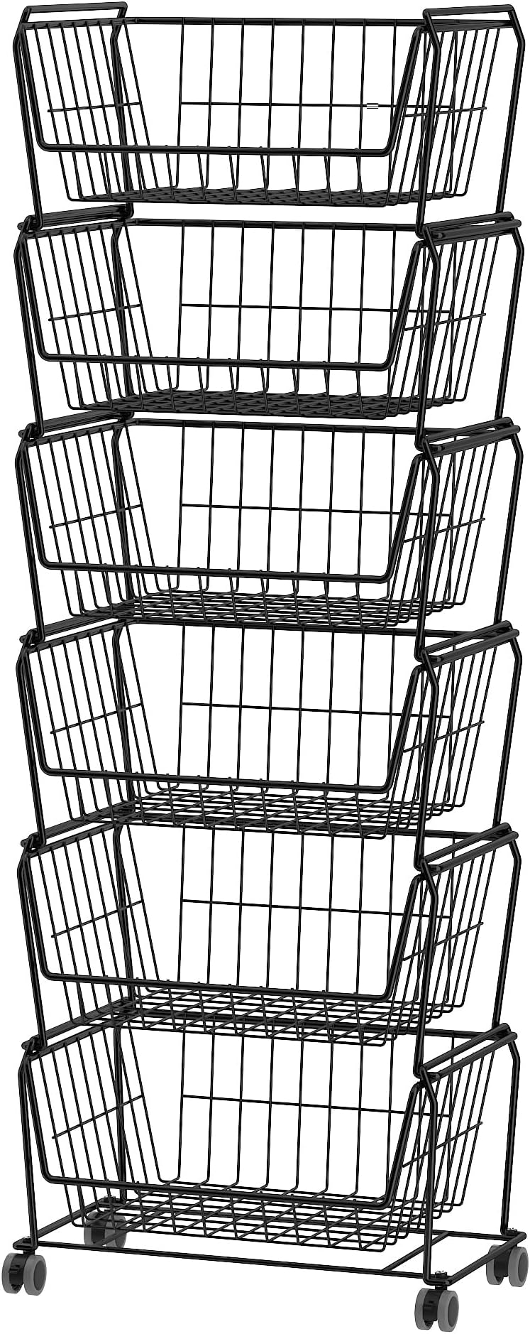Amazon.com: Baotkere Metal Wire Baskets with Wheels, Kitchen Organizer ...