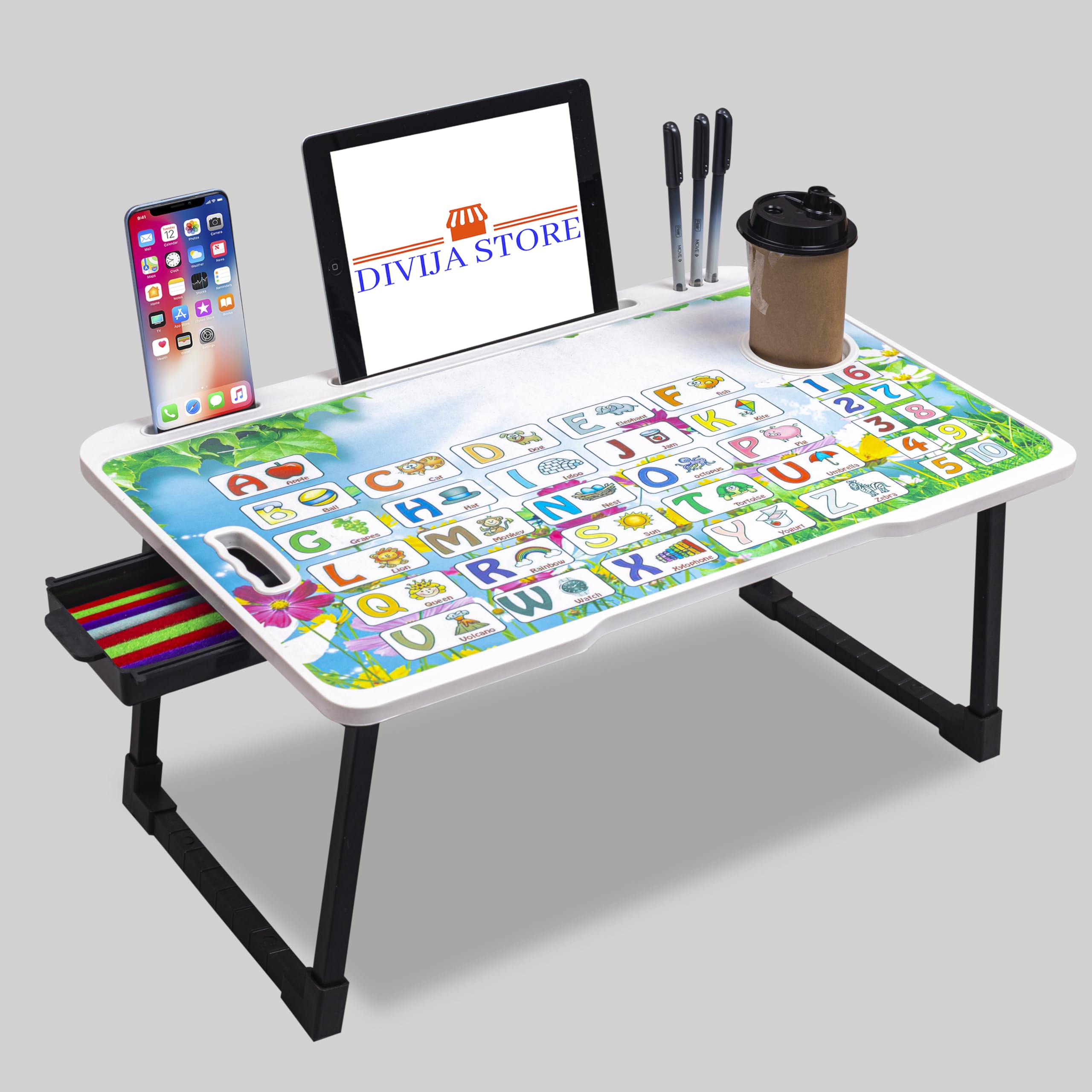 Datar Fashion Foldable Wooden Mini Laptop Table for Bed, Study Table ...