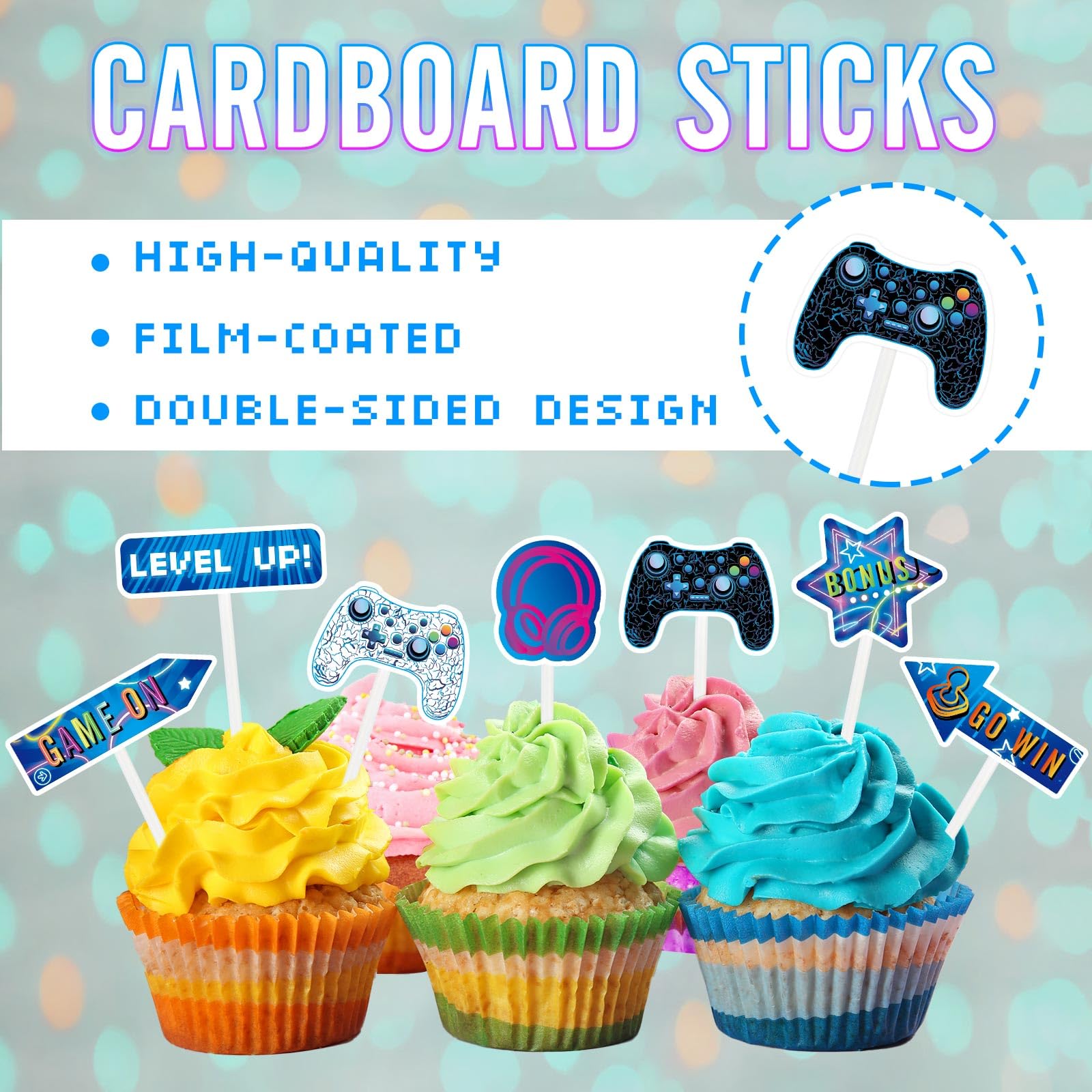 Snapklik.com : Video Game Cupcake Toppers - 35 PCS Gamer Party Cupcake ...
