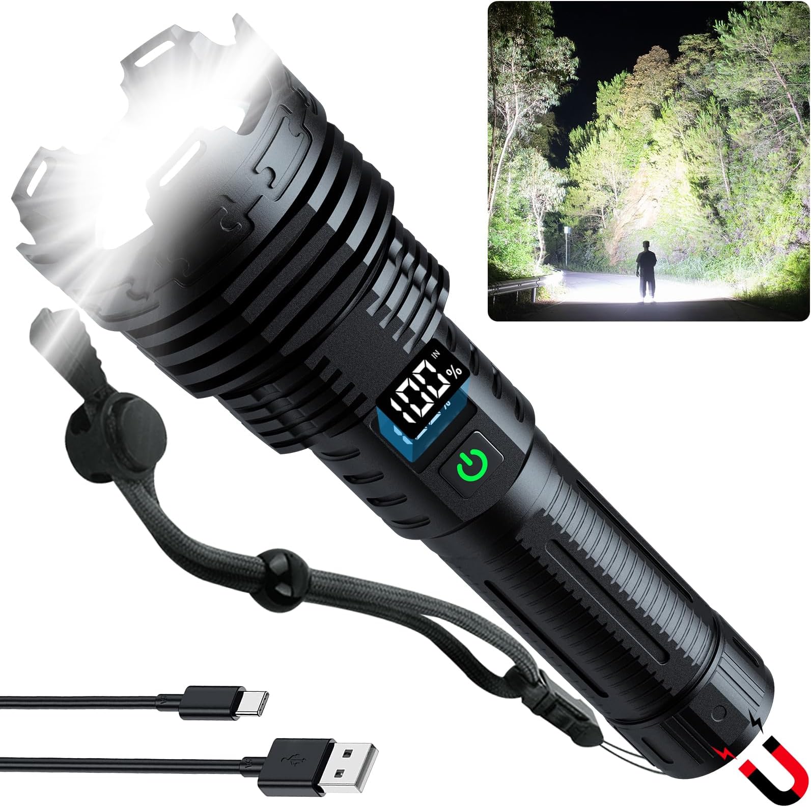 ALSTU Rechargeable Flashlights High Lumens LED: 990,000 Lumens Bright ...