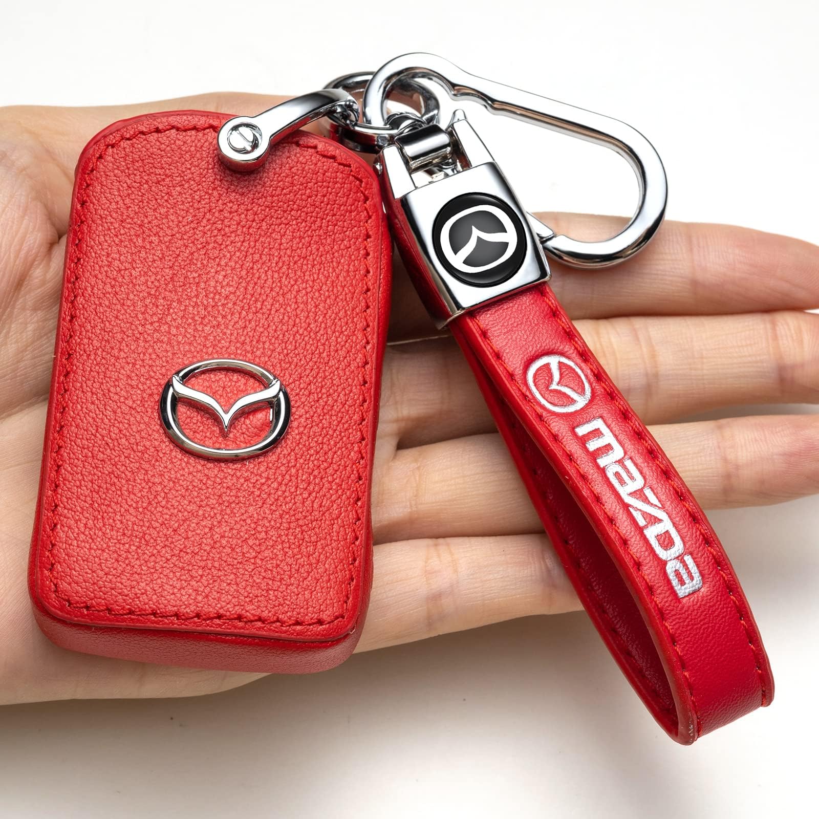 Amazon.com: ONIJA Key case for Mazda,Key Fob Cover Leather Key Holder ...