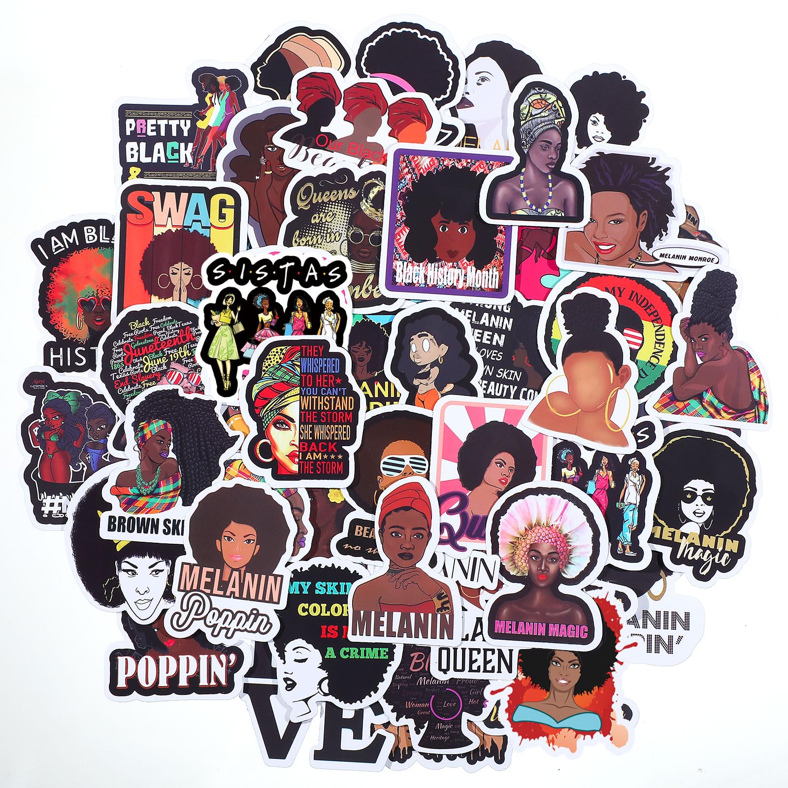 Snapklik.com : Zonon 100 Pieces Melanin Stickers Black Girl Pop Singer ...