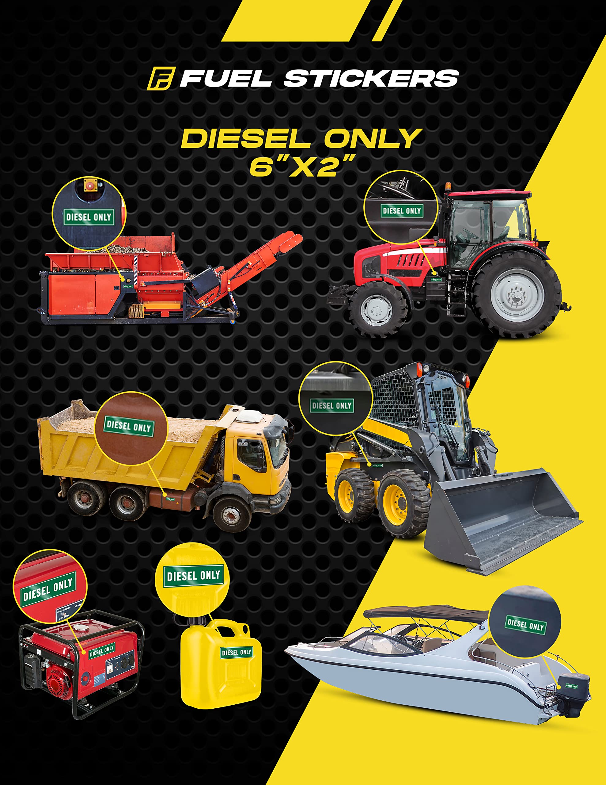Buy Diesel Only, Fuel Stickers, 6 inch x 2 inch (3-Pack) - Weather ...