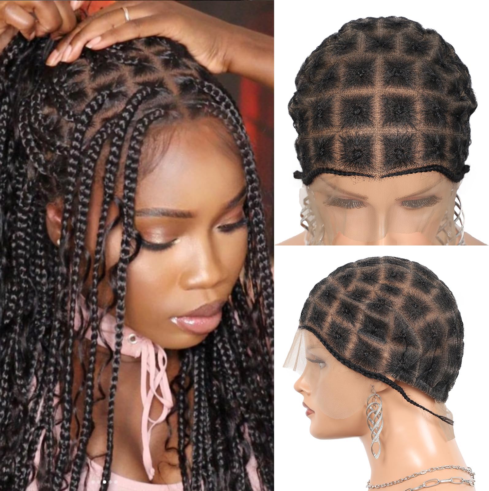 Amazon.com: Ailsa Braided Wig Cap - Double Full Lace Crochet Wig Cap ...