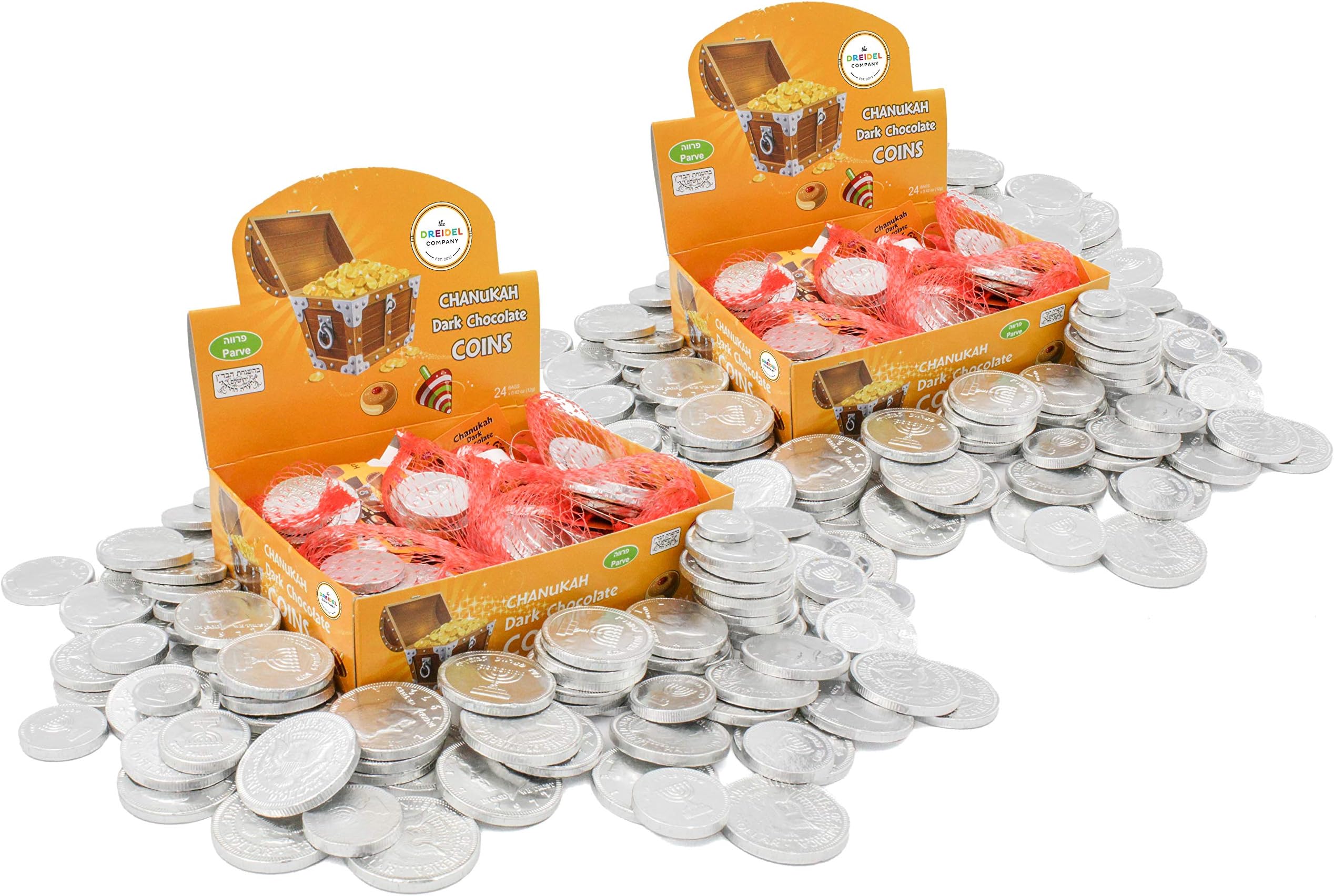 Amazon.com : The Dreidel Company Dark Chocolate Coins, Hanukkah Gelt ...