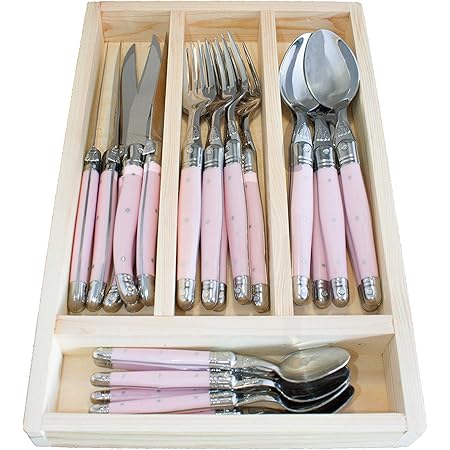 Amazon.com | Jean Dubost 24 Piece Flatware Set, Pink: Flatware Sets