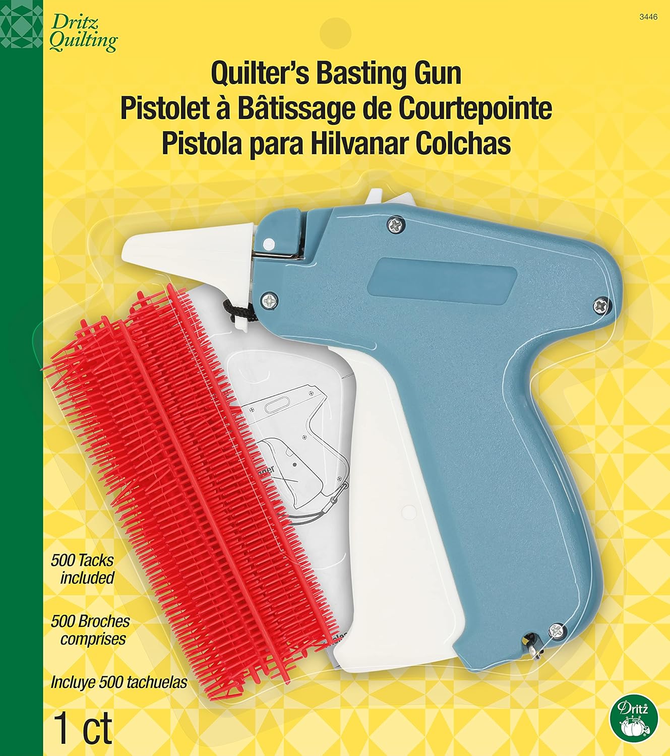 Amazon.com: Dritz 3446 Quilter's Basting Gun with 500 Tacks Blue, 5 inches