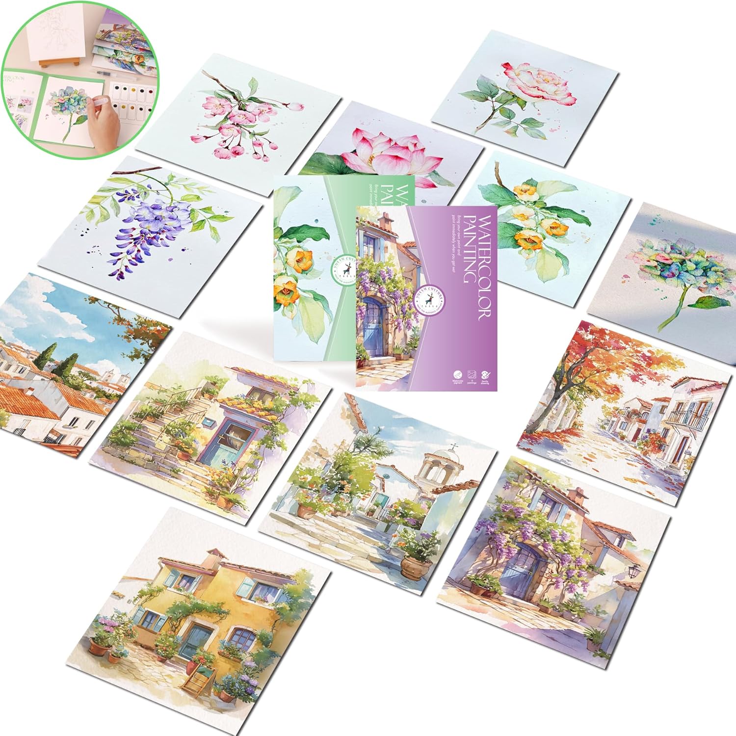 Amazon.com: Watercolor Coloring Paper Set-All in One Pocket Watercolor ...