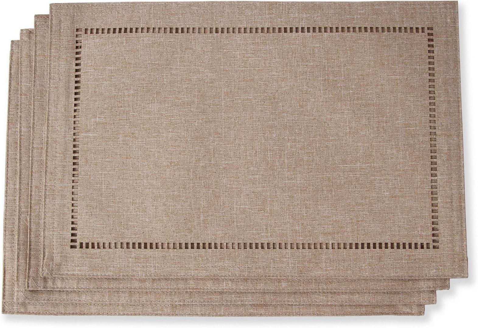 Amazon.com: CleverDelights Natural Linen Hemstitched Placemats - 6 Pack ...