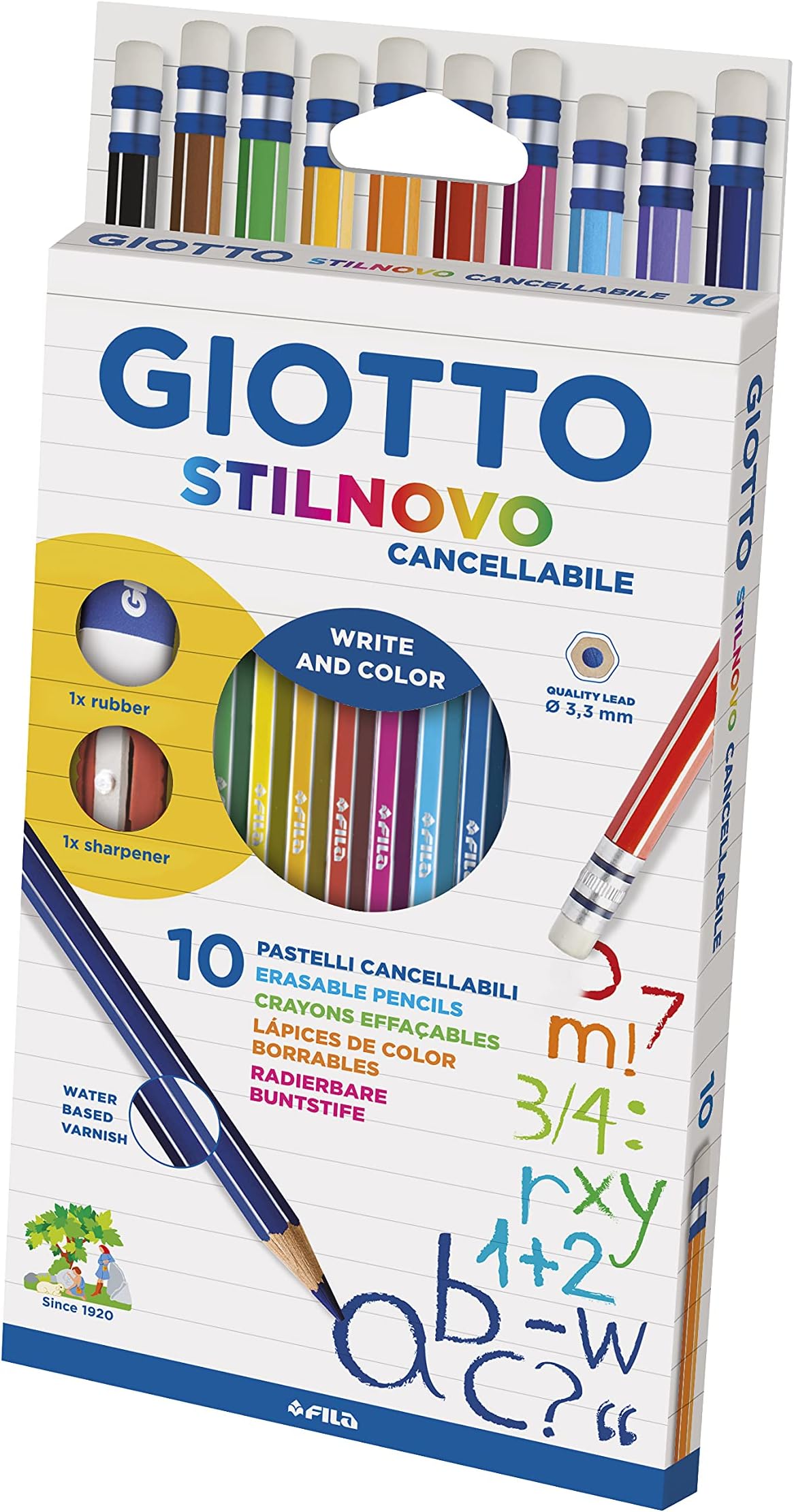 GIOTTO Stilnovo Intense Colours Colouring Pencils, 10 Pieces with ...