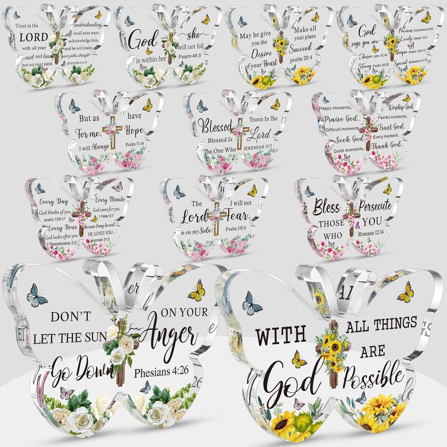 Amazon.com: Pinkunn 12 Pcs Acrylic Christian Religious Gifts for Women ...