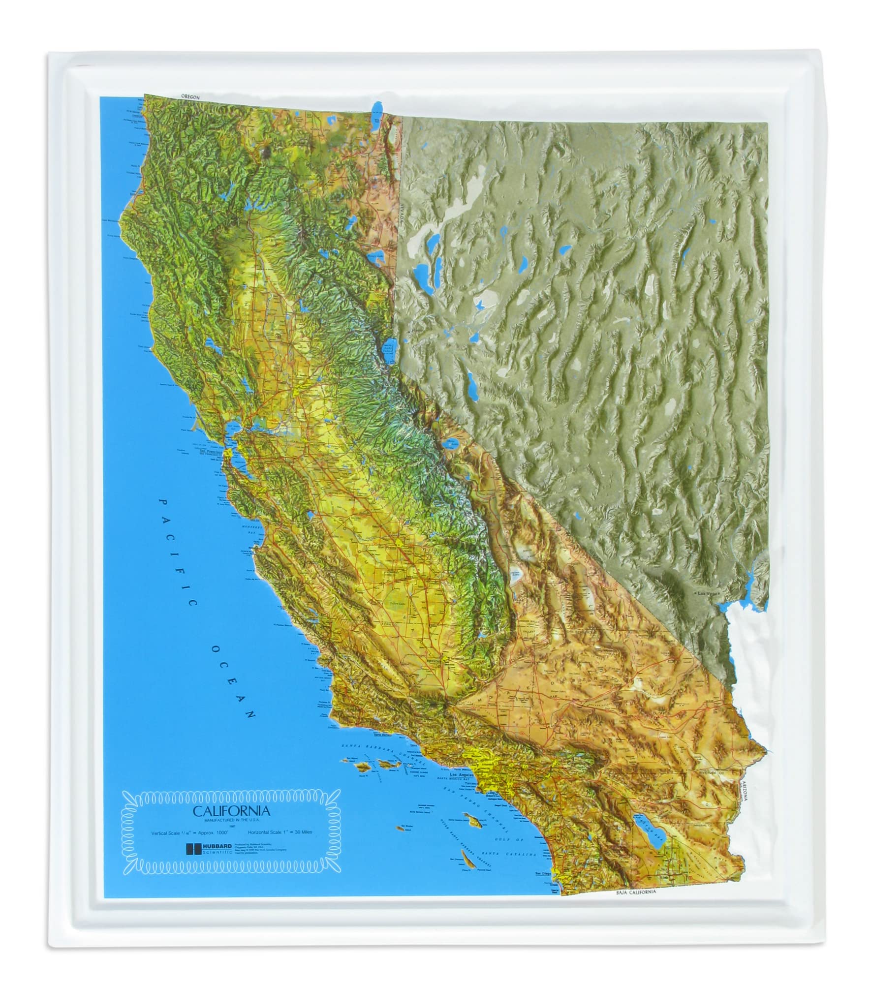 Hubbard Scientific 3d California Satellite Ca2225 Map A True Raised ...