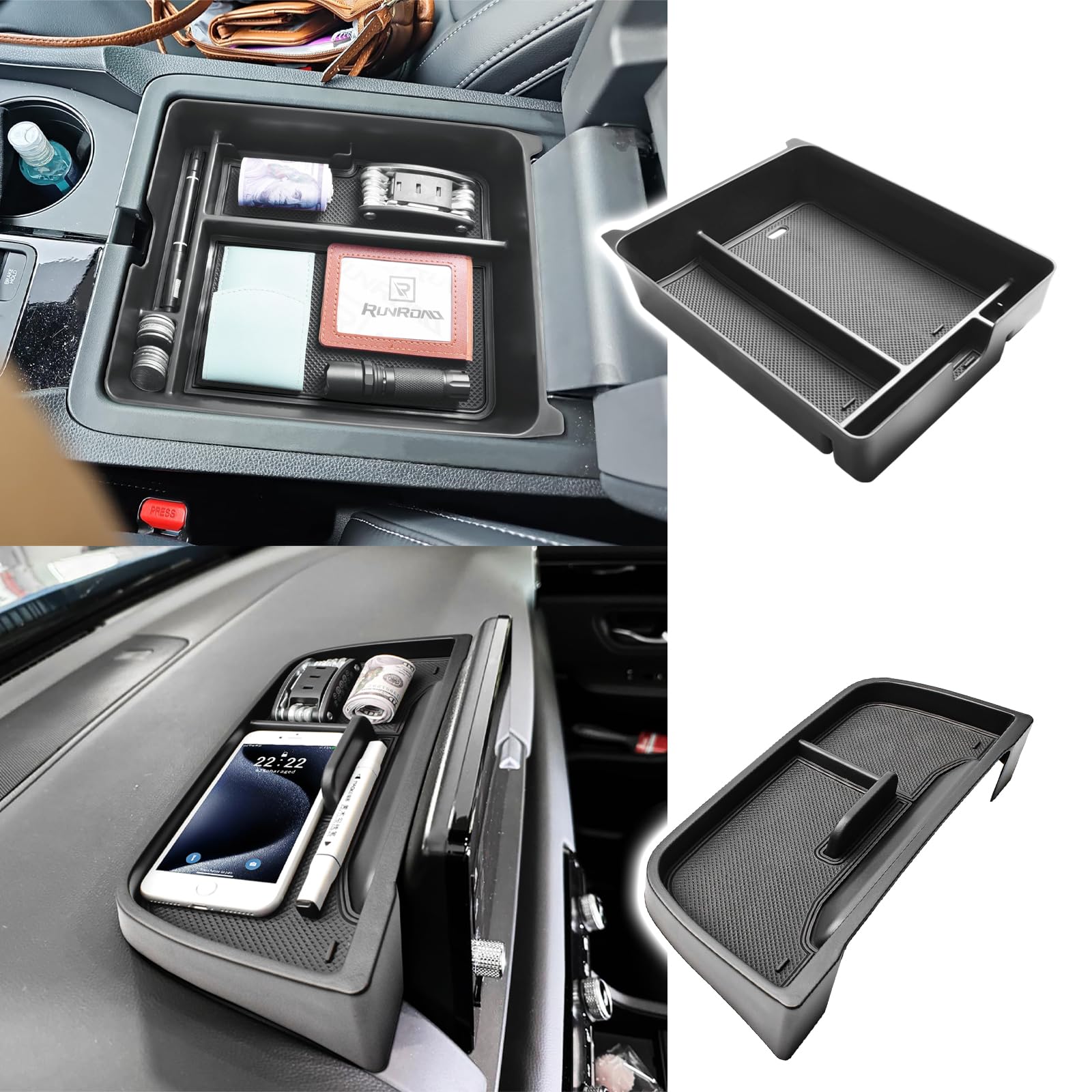 Amazon.com: RUNROAD Dashboard Storage Tray & Center Console Organizer ...
