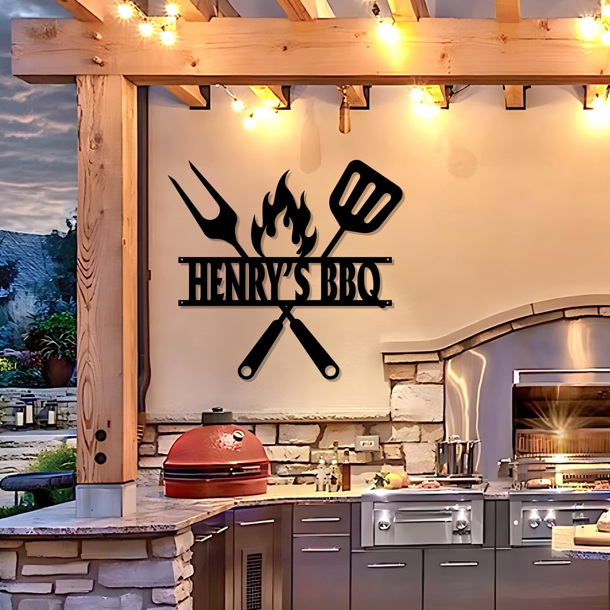 Amazon.com: Luxury Personalized Metal BBQ Sign, Custom Family Name ...