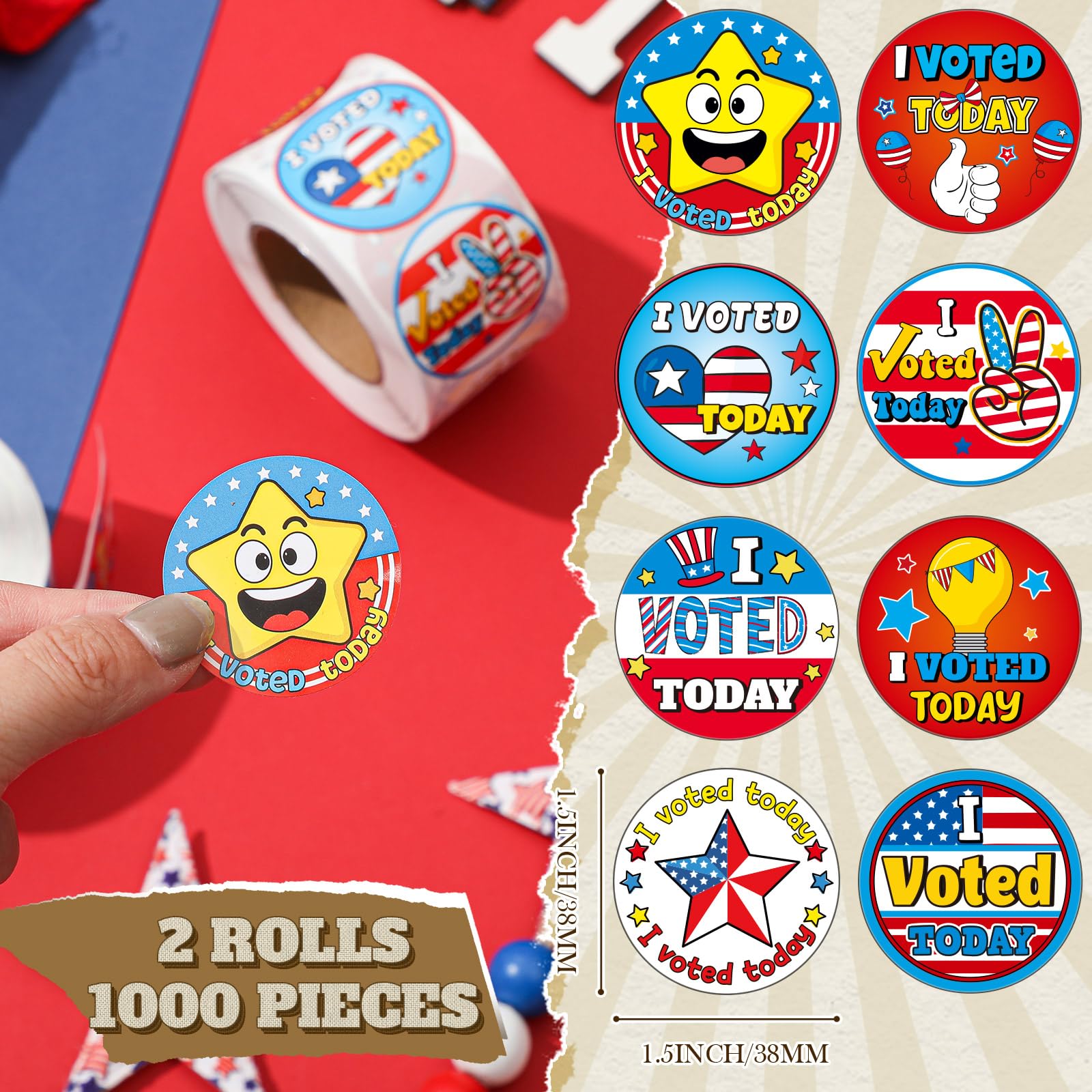 Snapklik.com : Tenceur 2 Rolls/ 1000 Pcs I Voted Stickers 2025 For Kids ...