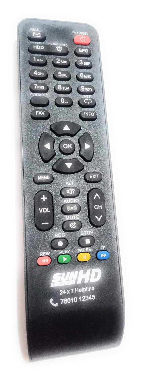 Buy SUNDIRECT HD Setup Box Remote with Battery (Black) Online at Low ...