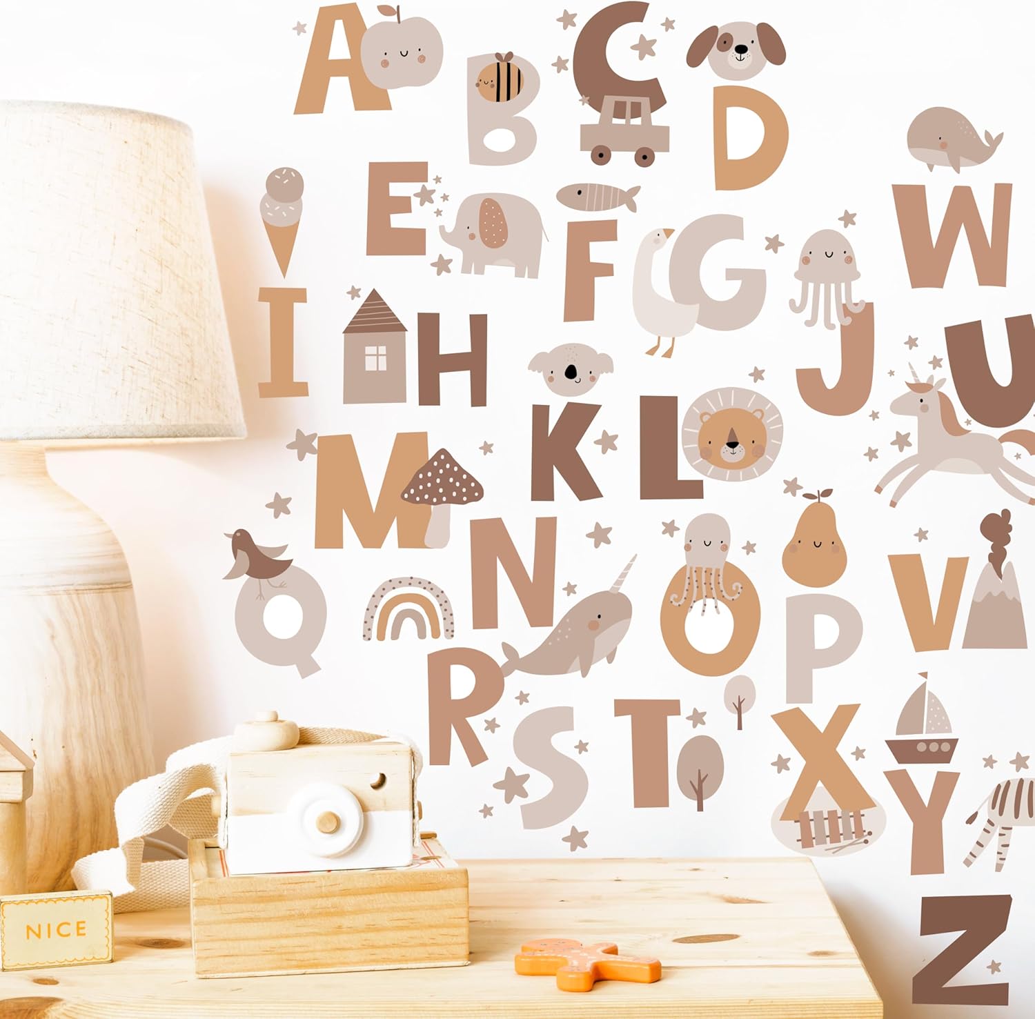 Amazon.com: Alphabet Stickers Boho, ABC Wall Decals Kids, Nursery ABC ...