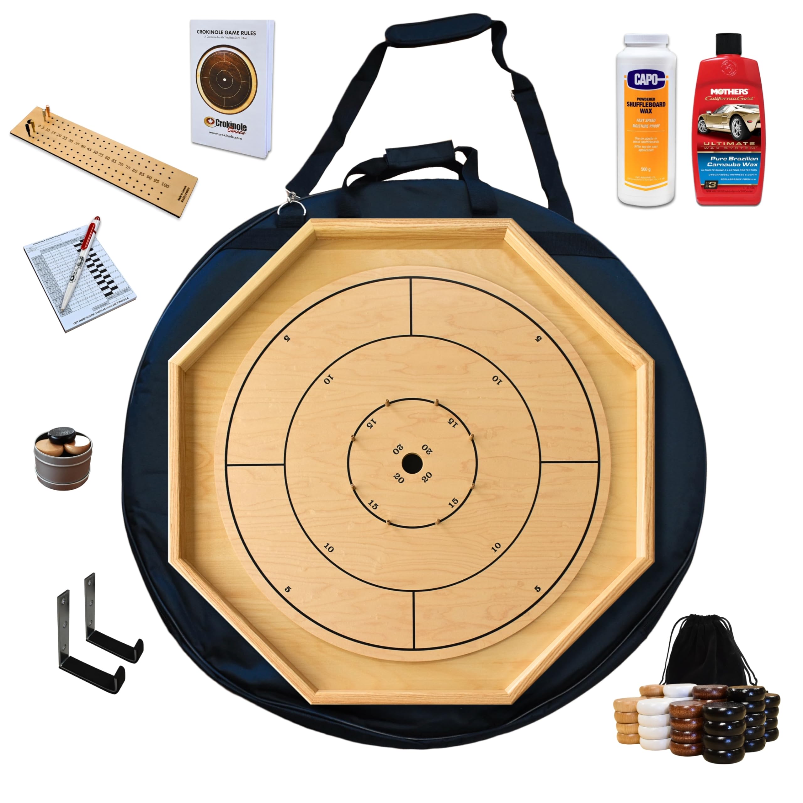 Amazon.com: The Gold Standard Kit - Traditional Octagon Crokinole Board ...