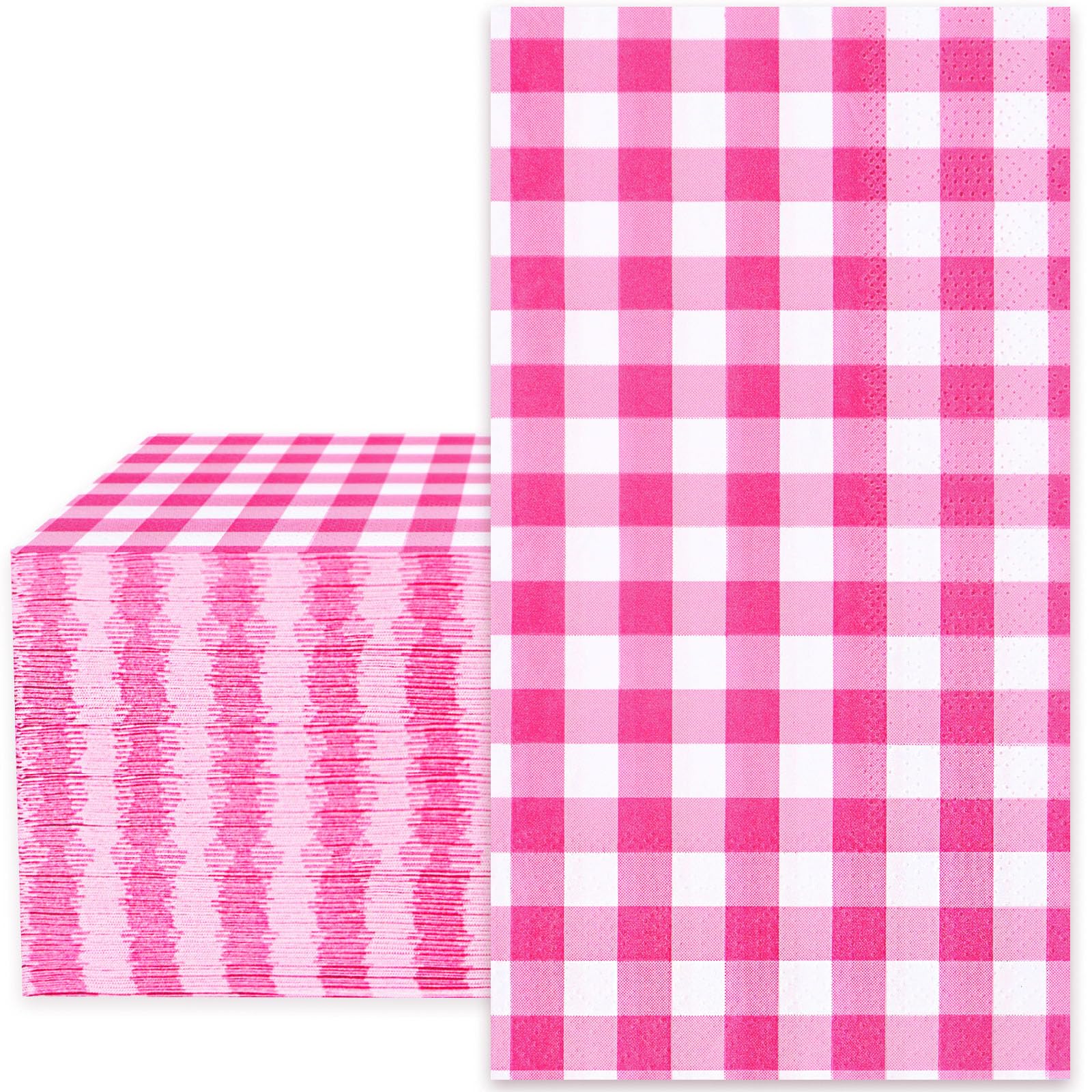 Amazon.com: Whaline Hot Pink Guest Napkins Buffalo Plaid Disposable ...