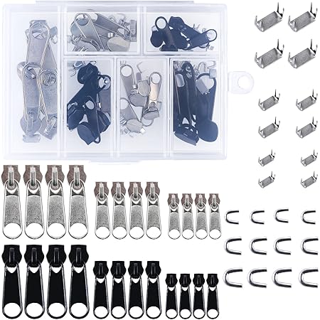 85 Pieces Zipper Repair Kit Zipper Slider Replacement Metal Pull Tabs ...