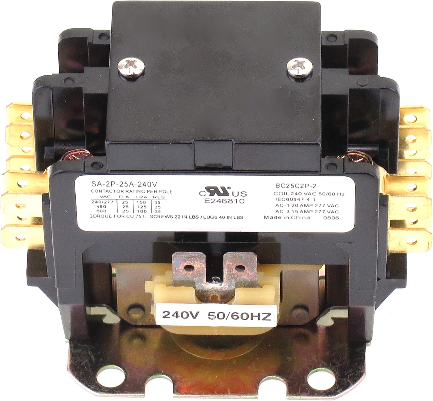 Amazon.com: SA-2P-25A-240V DEFINITE PURPOSE CONTACTOR 25AMP 2POLE 208 ...