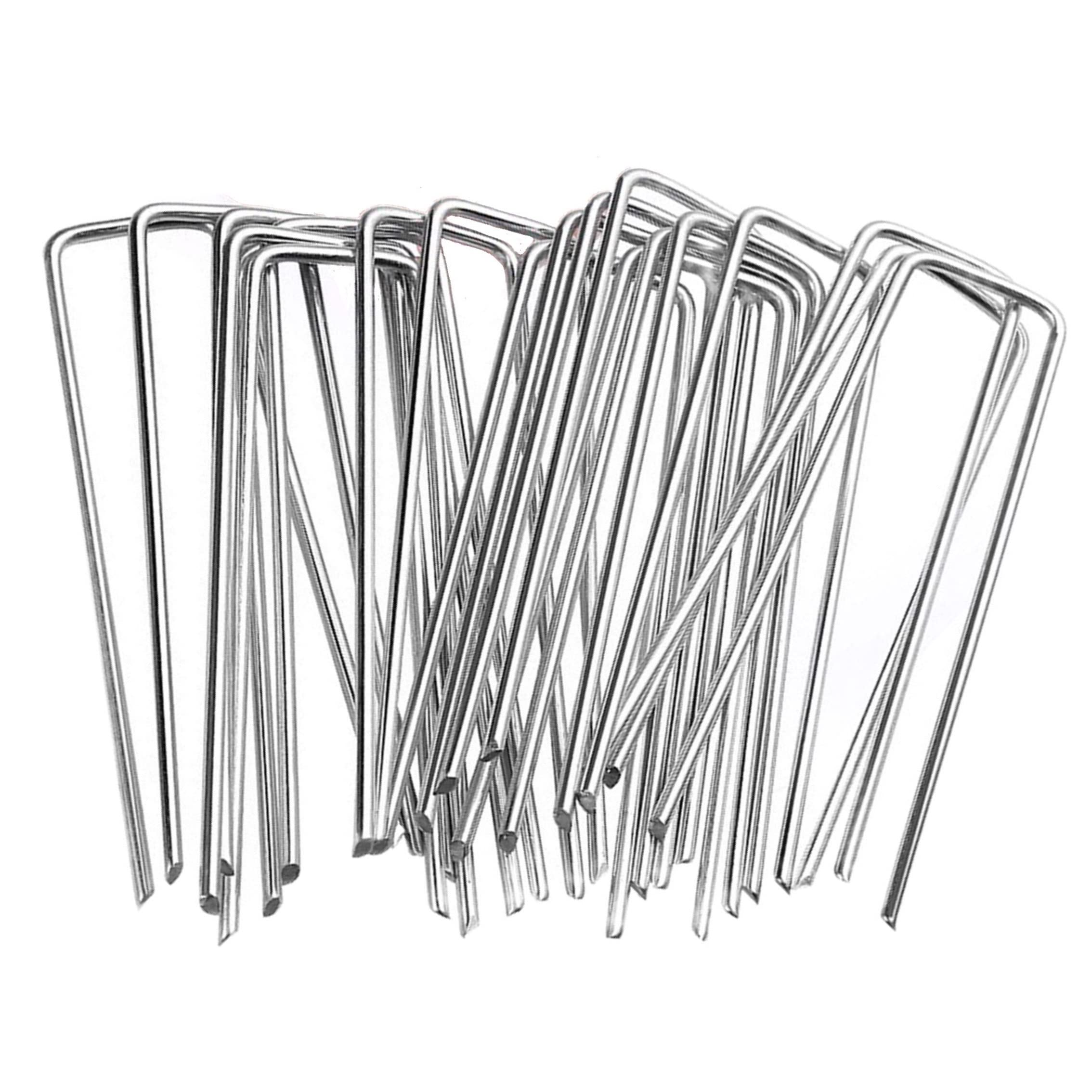 Amazon.co.jp: ONESORA 人工芝 おさえピン 防草シートピン U字ピン 【メッキ塗装 15cm 100本】 4mm径 スチール製 農園マルチピン 菜園シートピン マルチピン ...