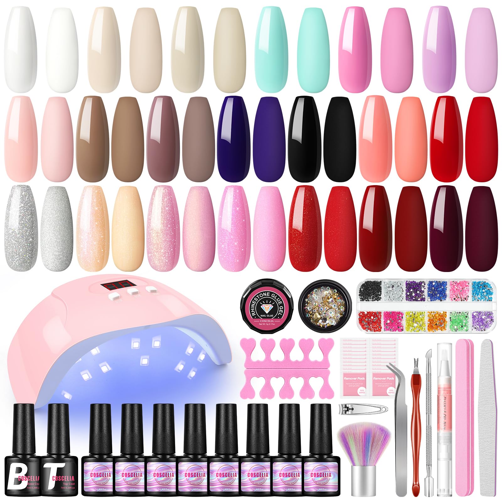 COSCELIA 20 Colors Gel Nail Polish Set with Nail Light for Nail Design ...