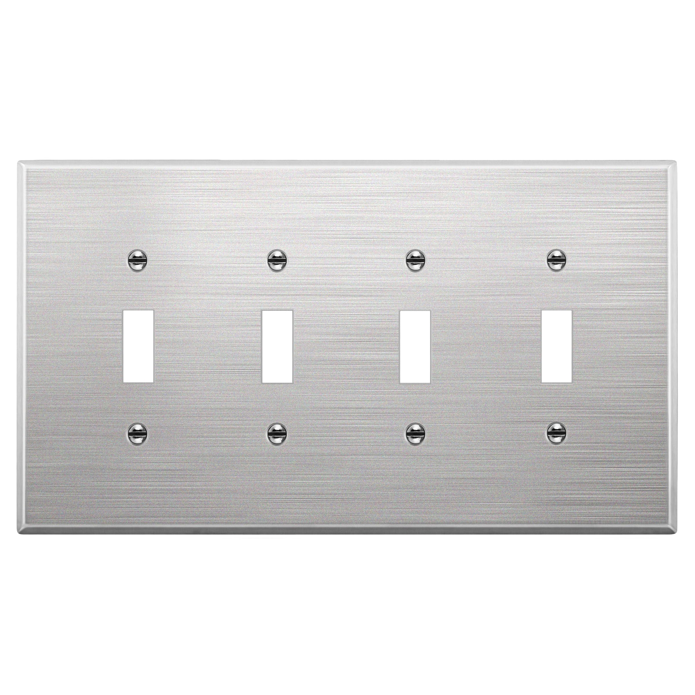 LIDER Quadruple Toggle Switch Metal Wall Plate, Impact/Corrosion ...