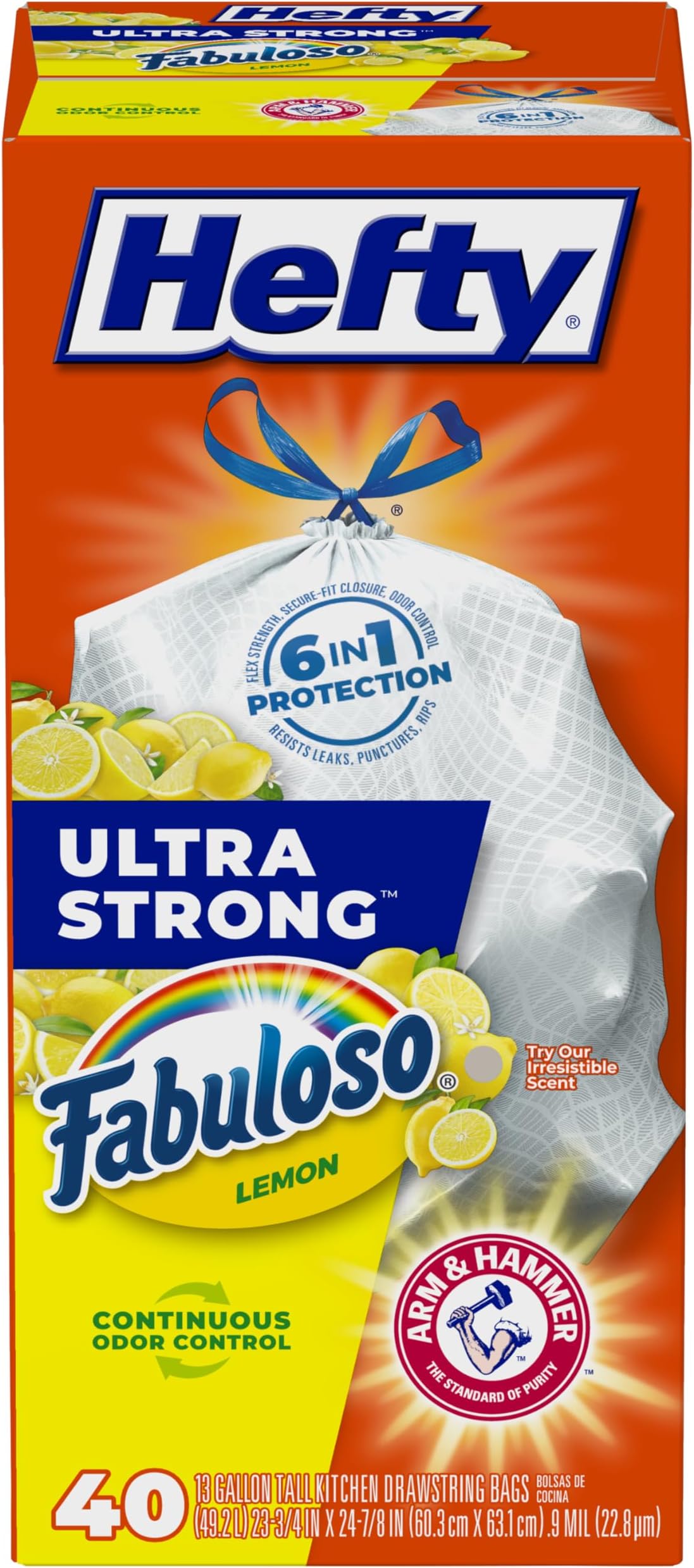 Amazon.com: Hefty Ultra Strong Tall Kitchen Trash Bags, Fabuloso Lemon ...