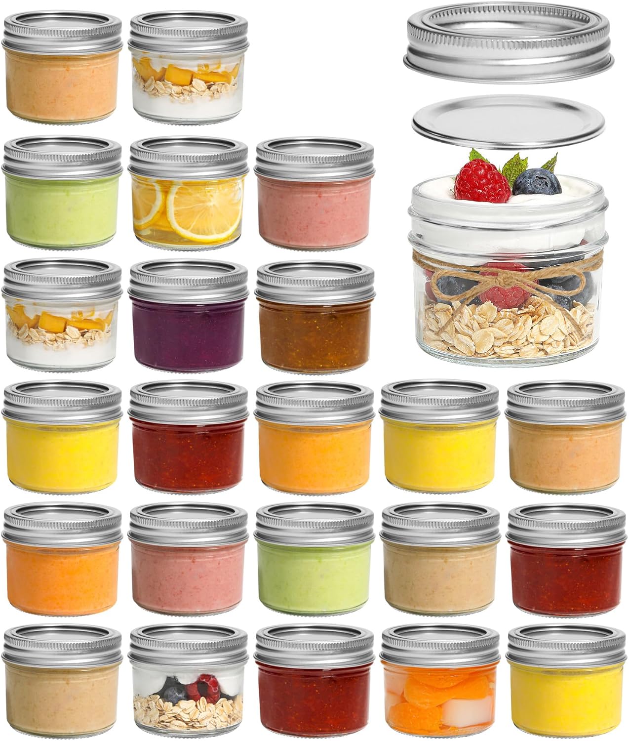 Amazon.com: ComSaf Mini Mason Jars 4oz, 24 Pack, Small Glass Canning ...