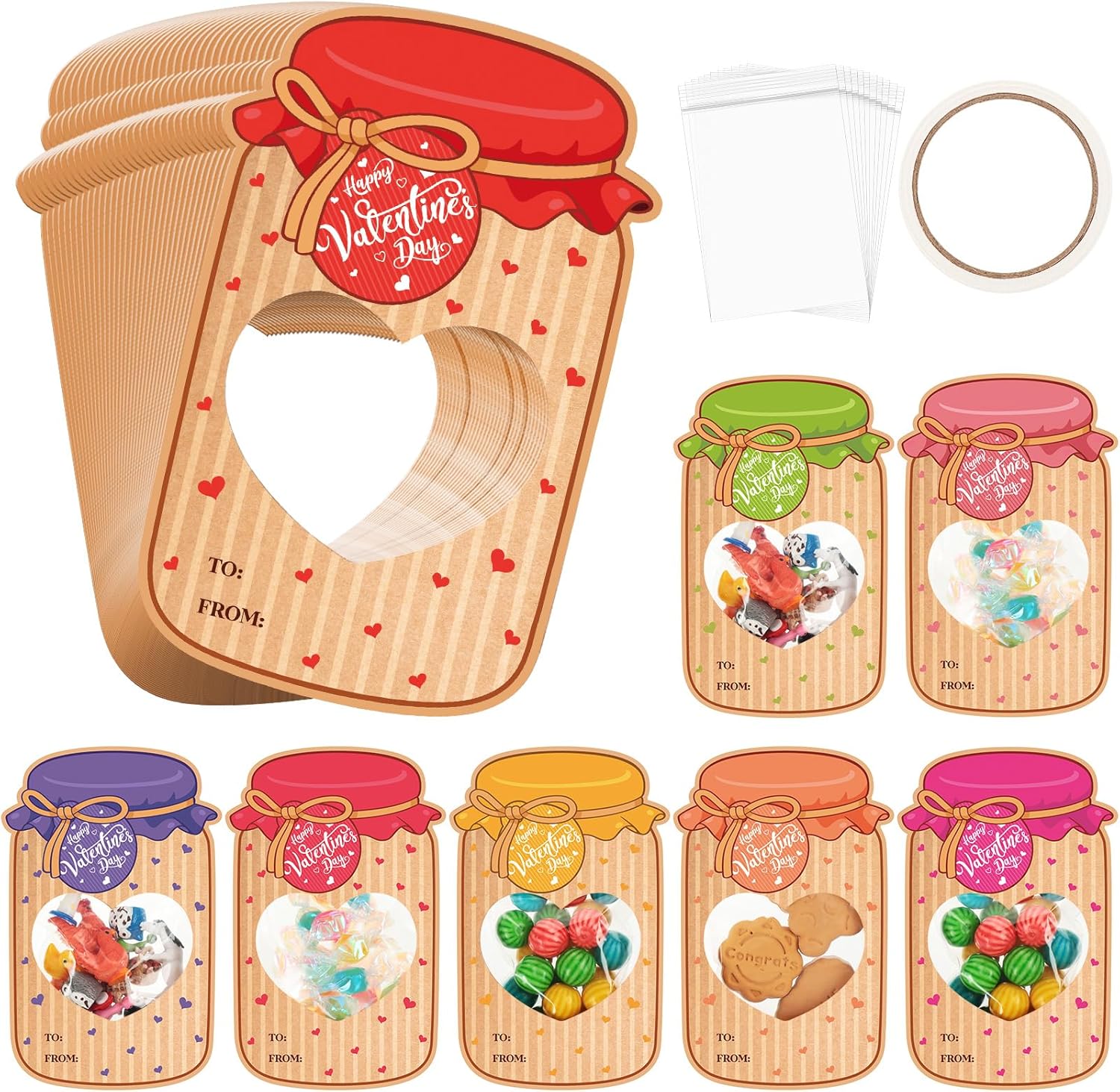 Amazon.com: ReliThick 100 Set Valentines Day Candy Cards Candy Making ...