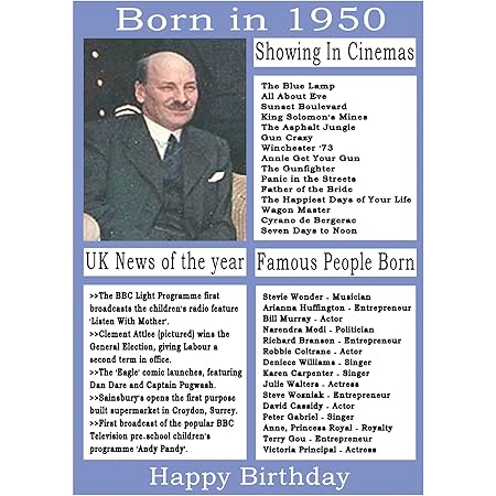 Born in 1950 Birthday Card : Amazon.co.uk: Stationery & Office Supplies