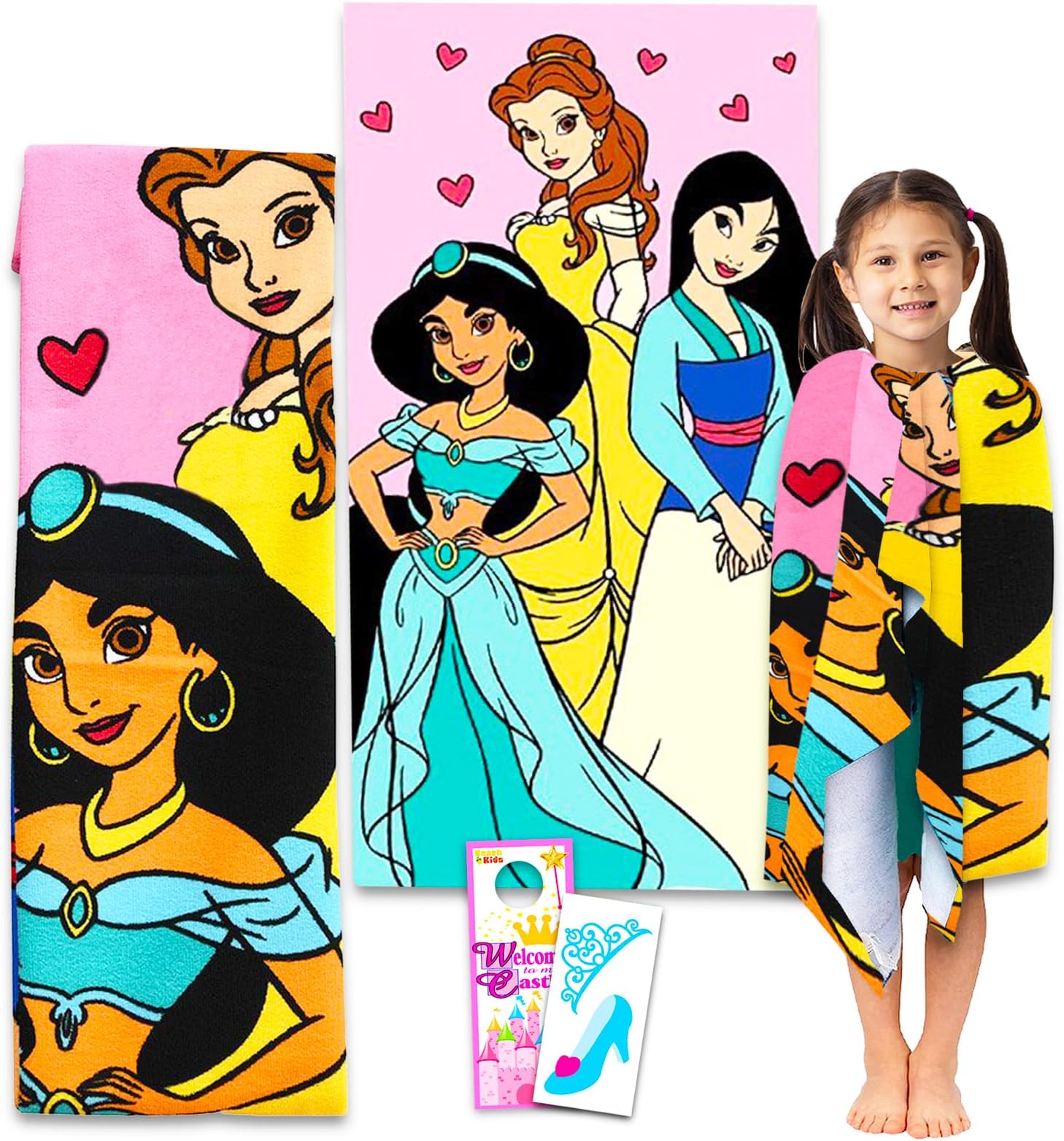 Amazon.com: Disney Cinderella Beach Towel Set - Bundle with 27" x 54 ...