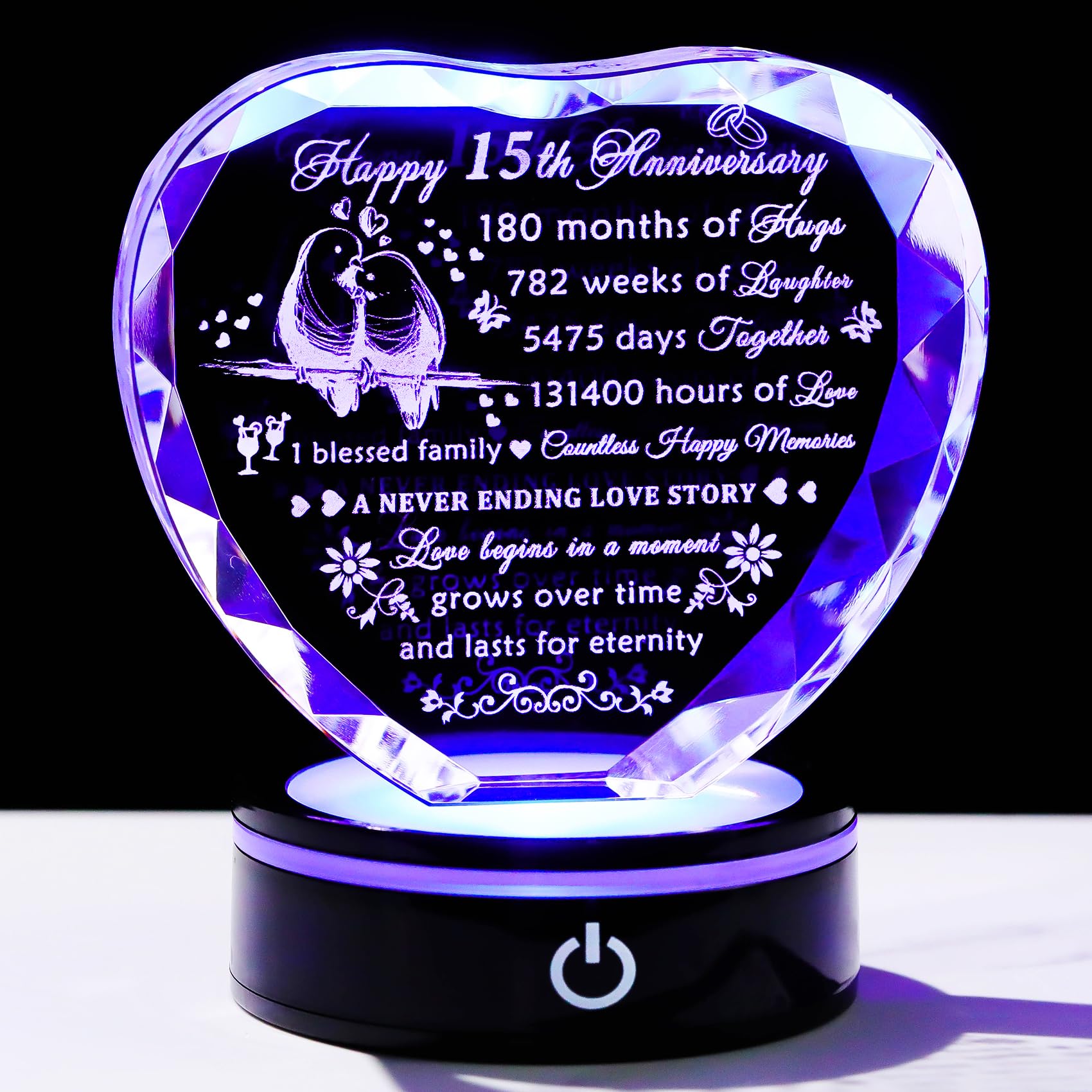 Amazon.com: YWHL 15th Wedding Anniversary Crystal Heart Gifts for ...