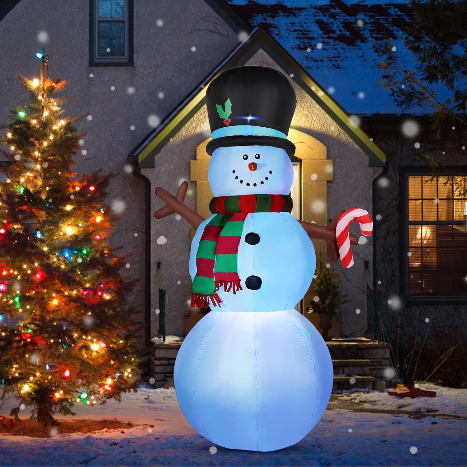 Amazon.com: YIHONG 7 Ft Christmas Inflatables Snowman with Color ...