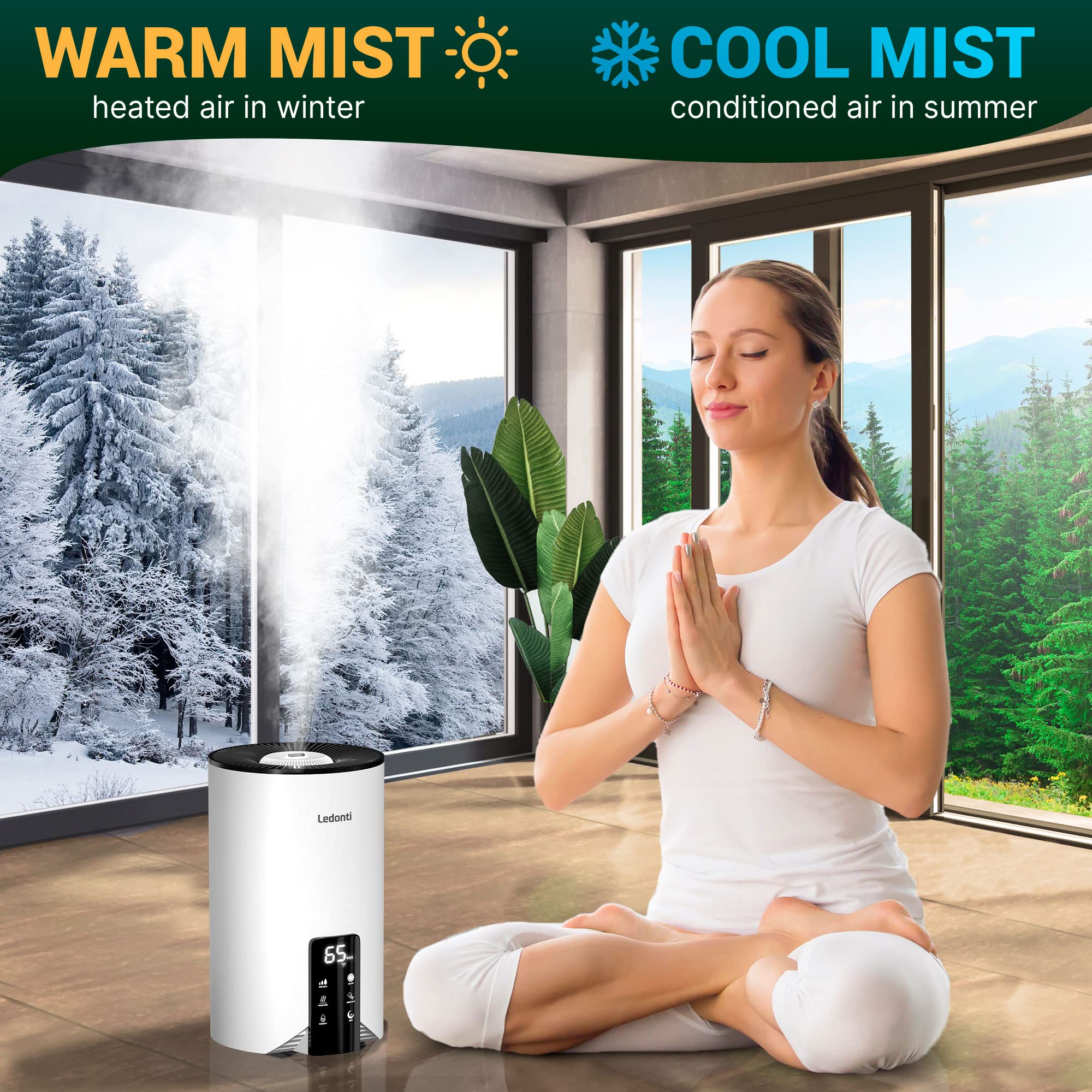 Ledonti Smart Ultrasonic Warm and Cool Mist Humidifier