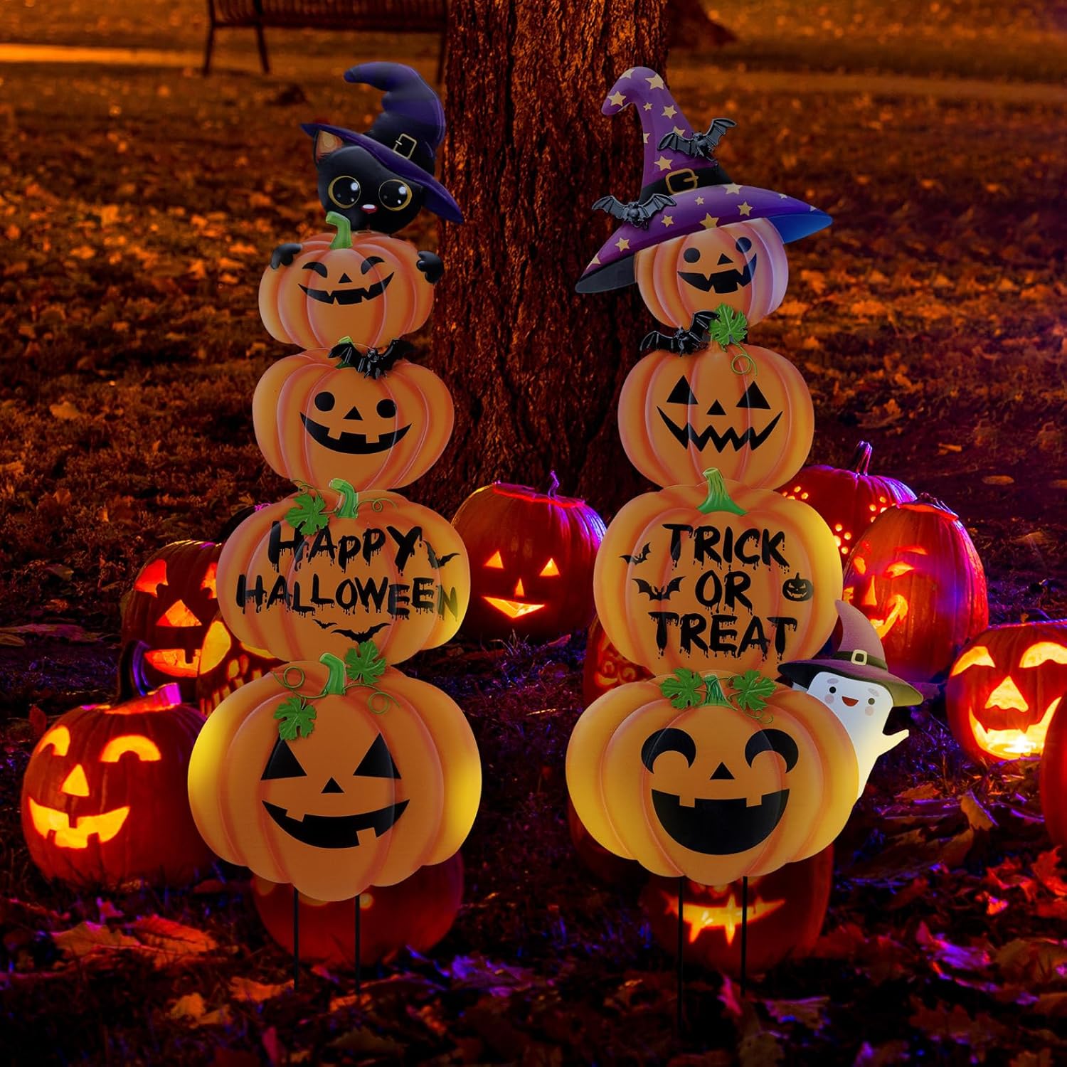 Amazon.com: Thyle 8 Pcs Halloween Fall Pumpkins Garden Stakes Halloween ...