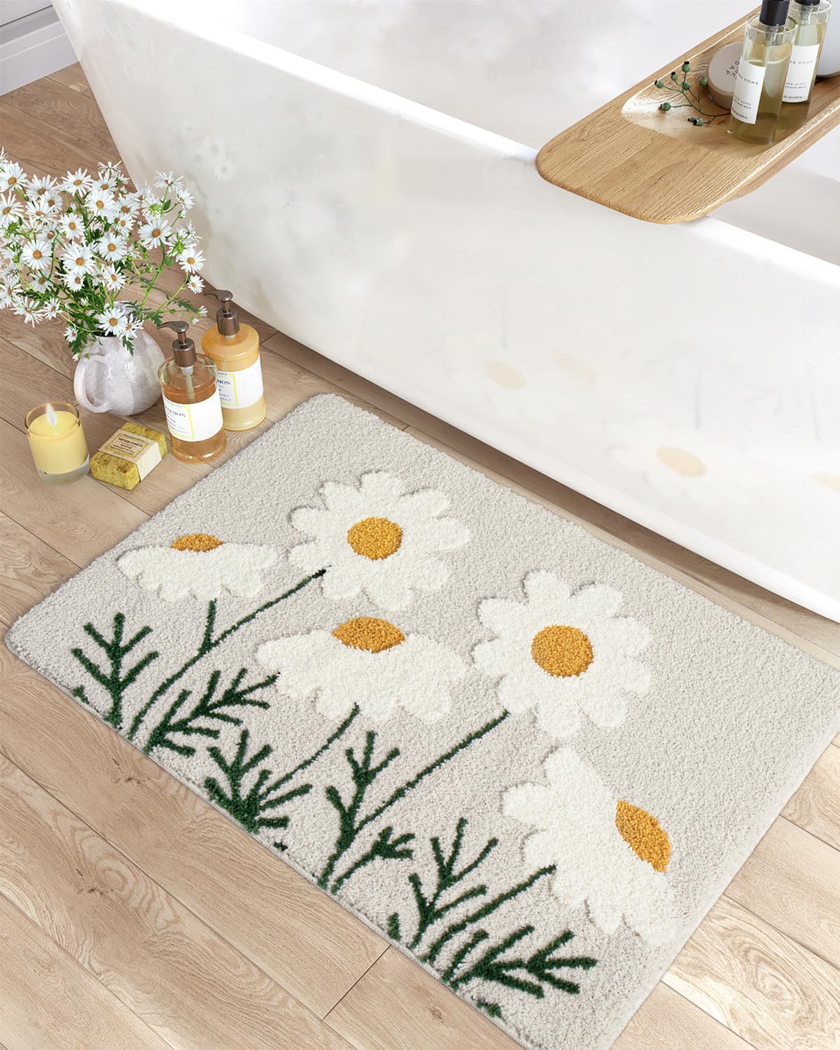 Amazon.com: LUMI Bathroom Rugs, Cute Daisy Flower Bath Mat, Extra Soft ...