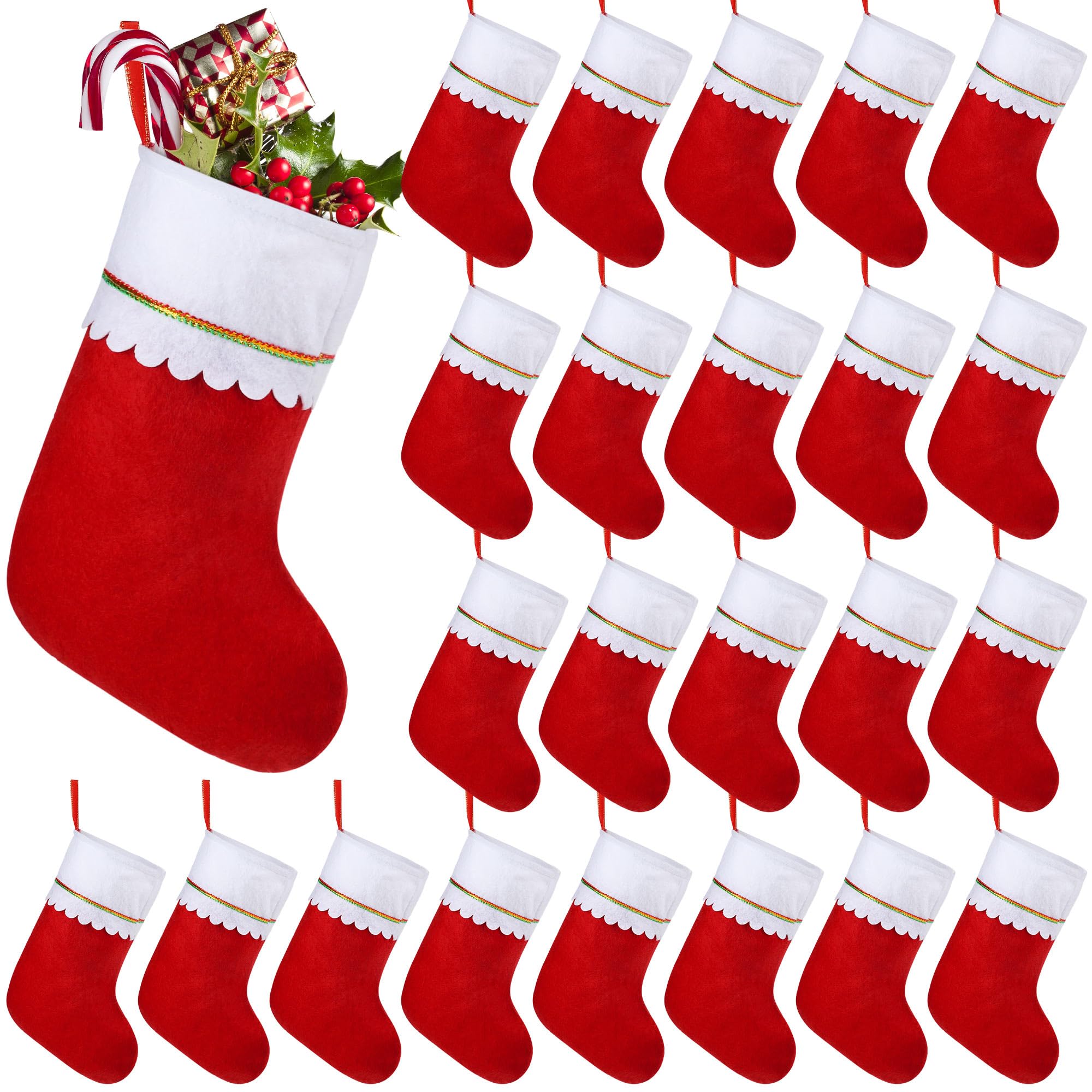 Amazon.com: Shojoy 24 Pack Red Felt Christmas Stockings Bulk 15" Xmas ...