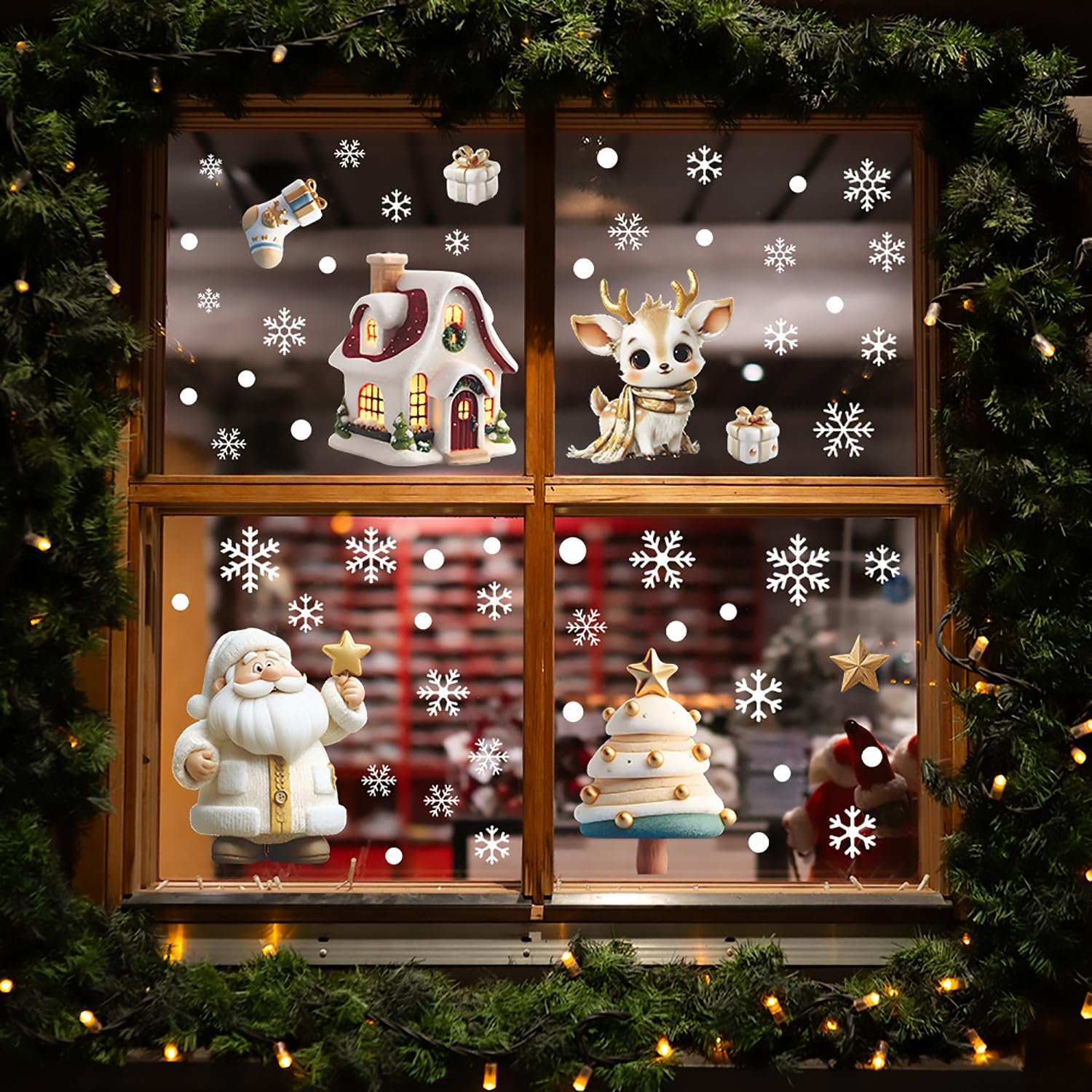 Amazon.com: Christmas Window Clings Xmas Window Stickers for Glass ...