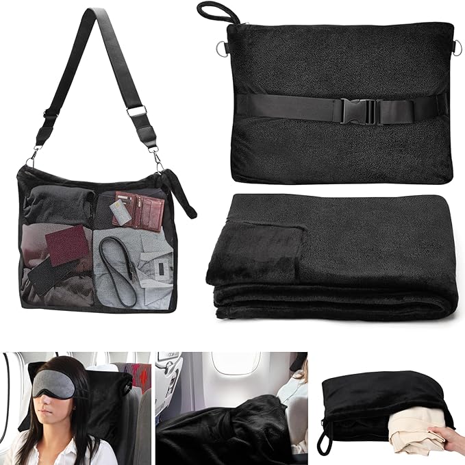 Amazon.com: WEIGUZC Compact Travel Blanket and Set - Soft 2-in-1 ...