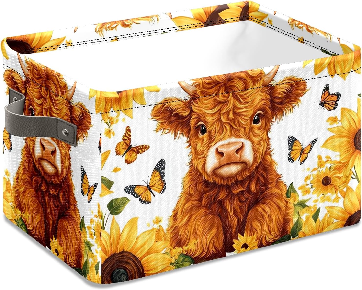 Amazon.com: Cow Highland Sunflower Storage Bins Oxford Fabric Storage ...